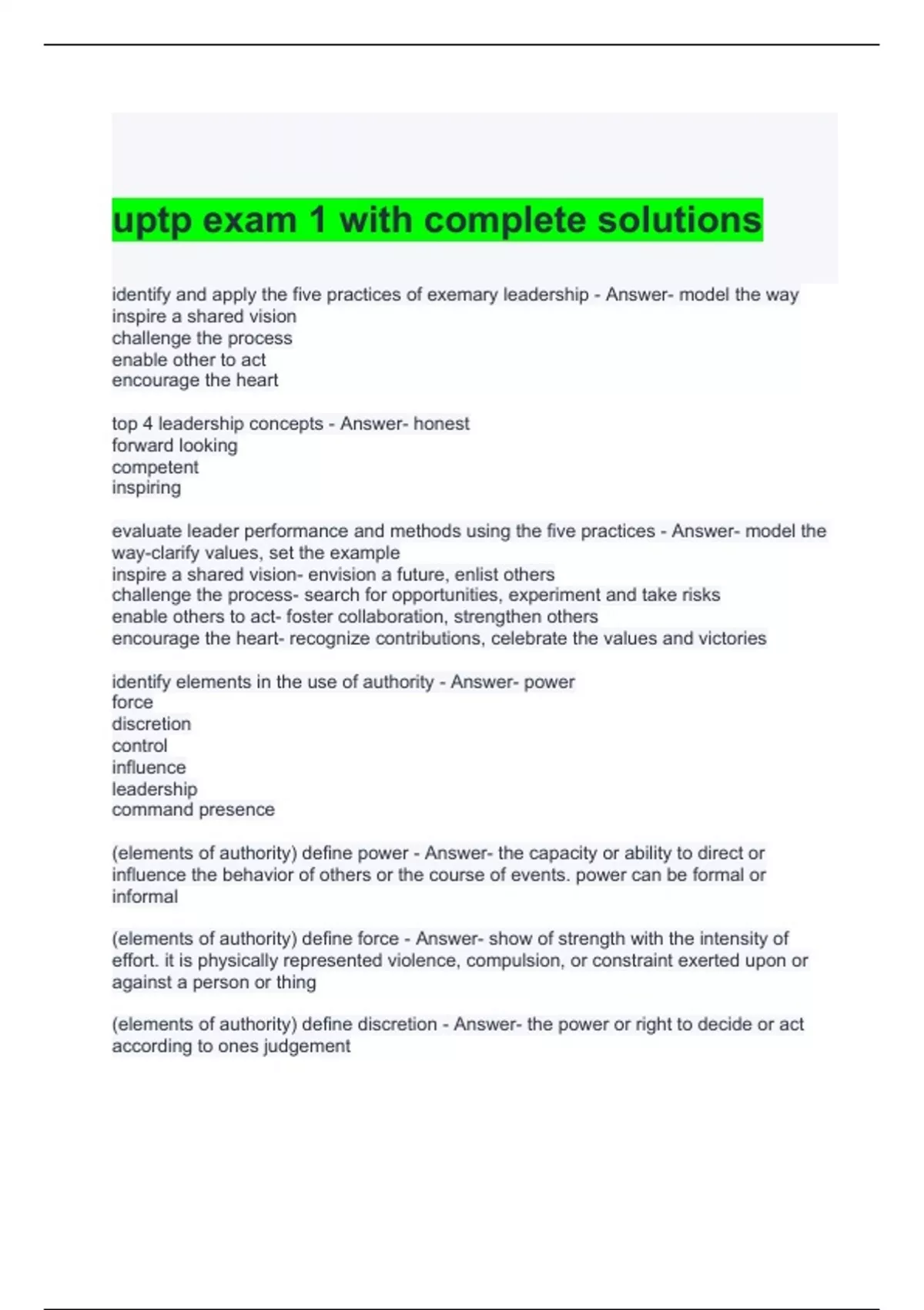 uptp exam 1 with complete solutions 2024 - FLETC UPTP - Stuvia US