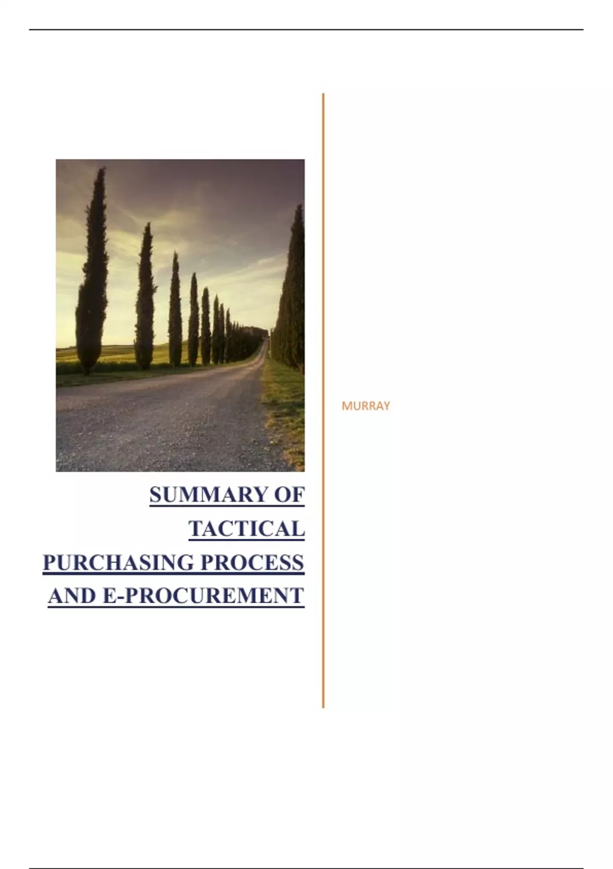 SUMMARY OF TACTICAL PURCHASING PROCESS AND E-PROCUREMENT - SUMMARY OF ...