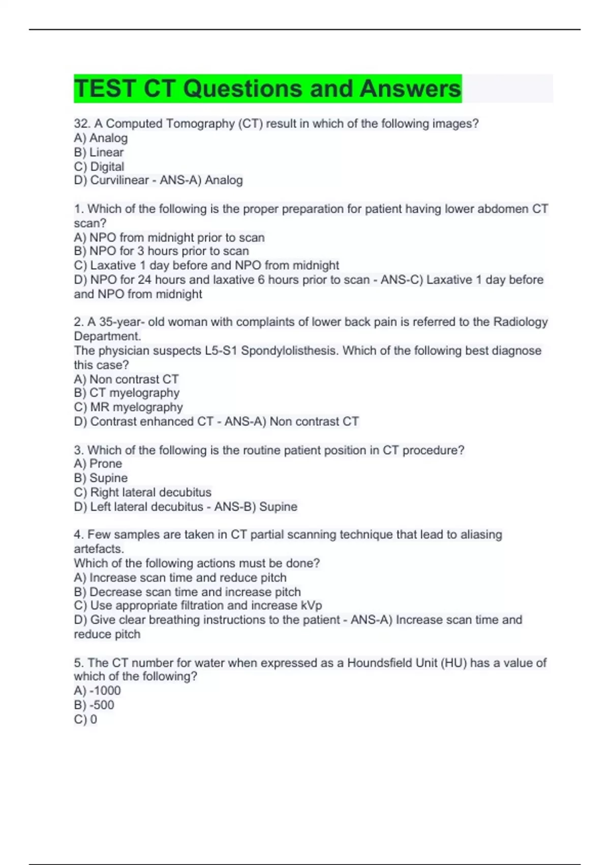 NMTCB/NMTCB CT/PET CT/ Exams Package Deal Full Solutions Pack - Stuvia US