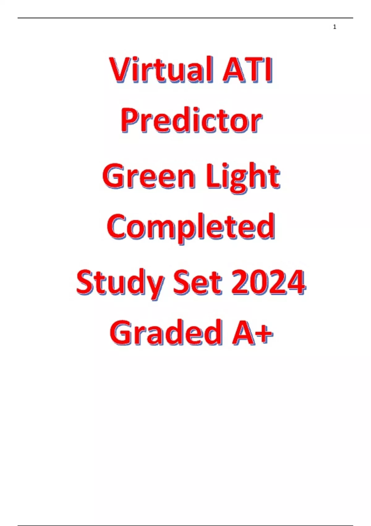Virtual ATI Predictor Green Light Completed Study Set 2024 Graded A+ ...