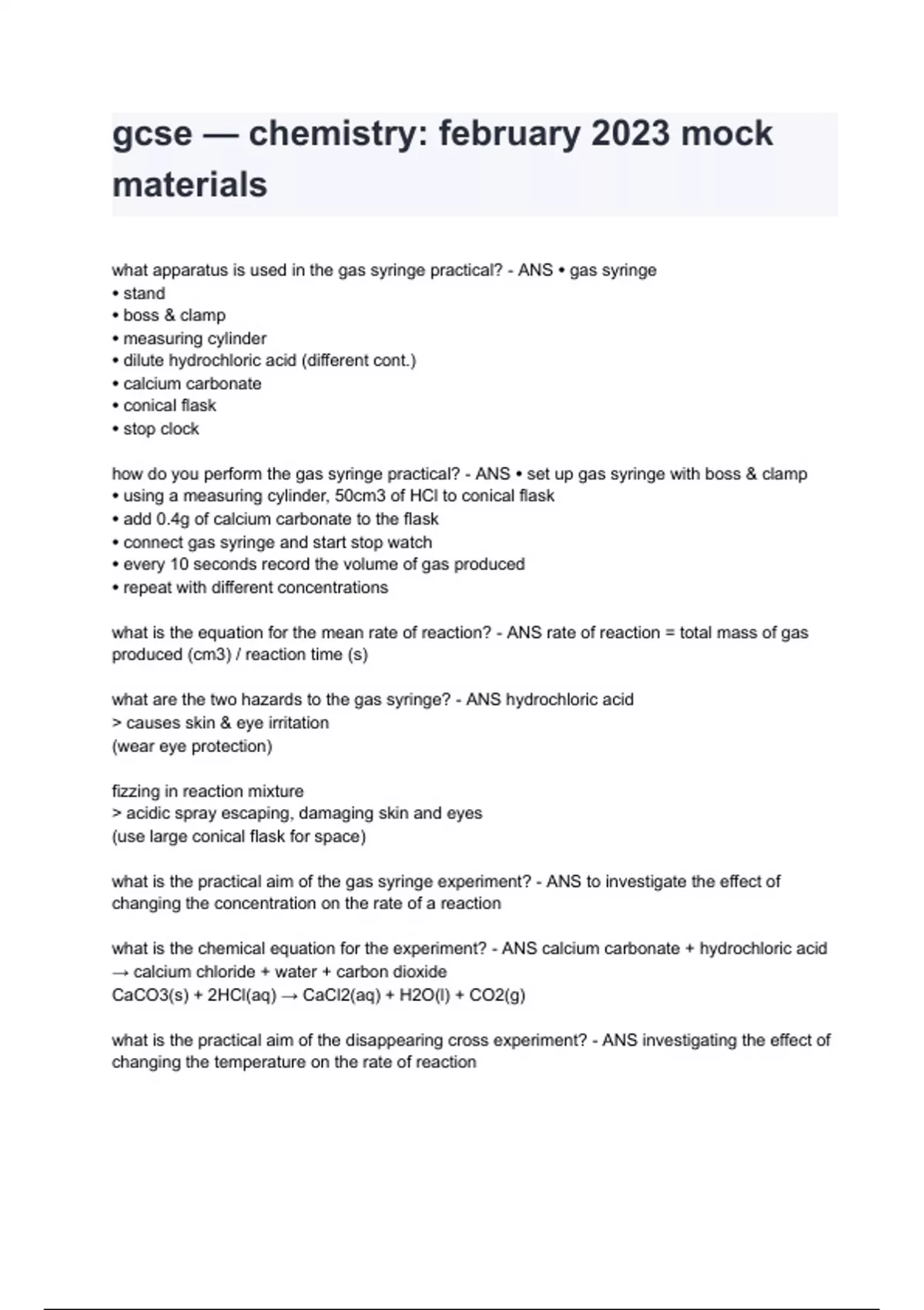gcse — chemistry: february 2023 mock materials Exam 2024/2025 Questions ...