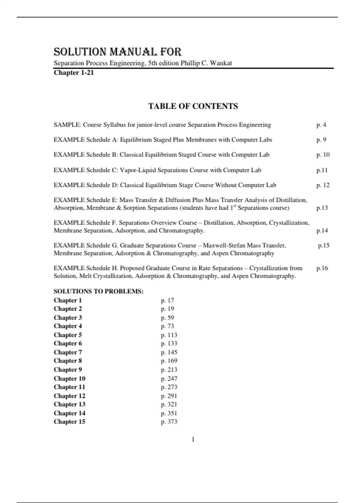 Solution Manual For Separation Process Engineering, 5th Edition by ...