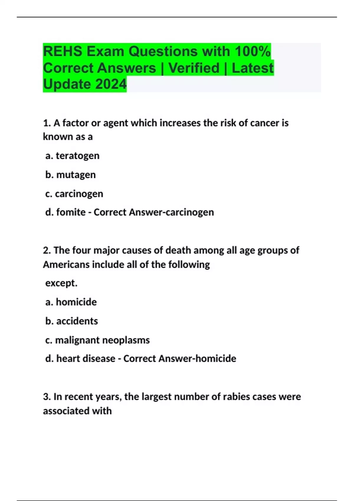Package deal for REHS Exam (New 2024/ 2025 Update) Questions and ...