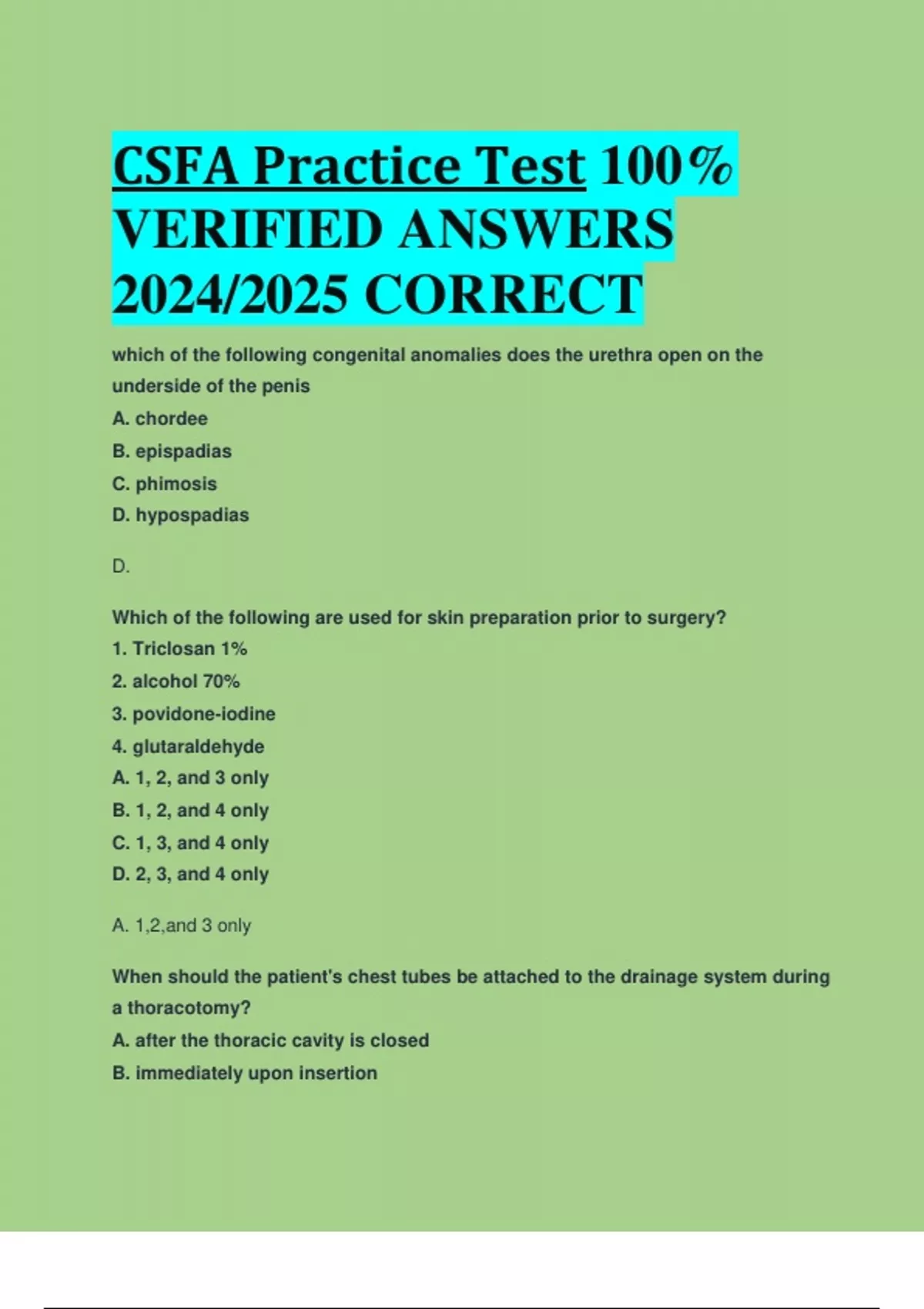 CSFA Practice Test 100% VERIFIED ANSWERS 2024/2025 CORRECT ALREADY ...