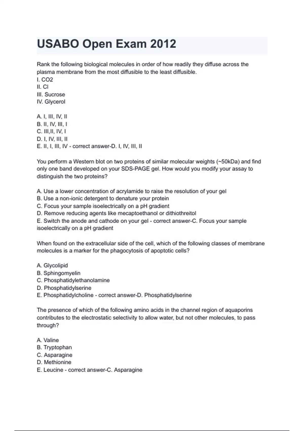 USABO Open Exam 2012 with complete solution / Latest updated - USABO ...