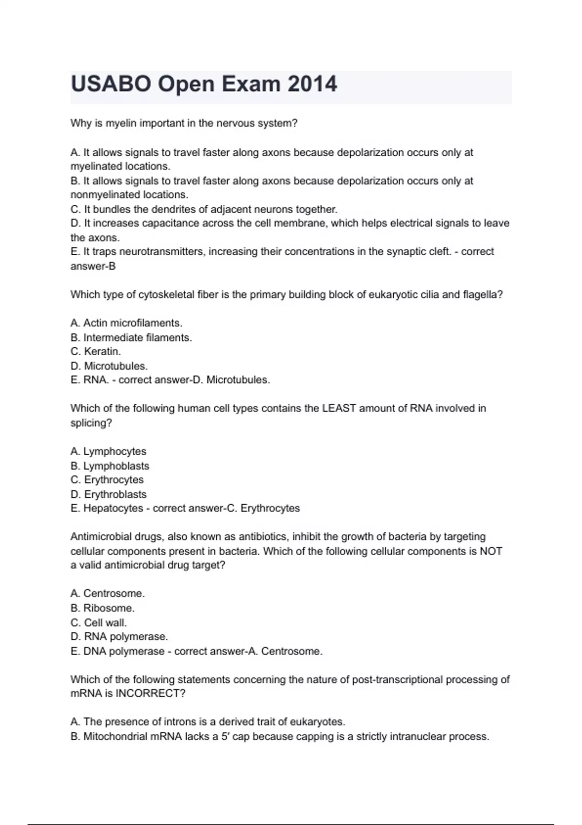 USABO Open Exam 2014 with complete solution / Latest updated - USABO ...