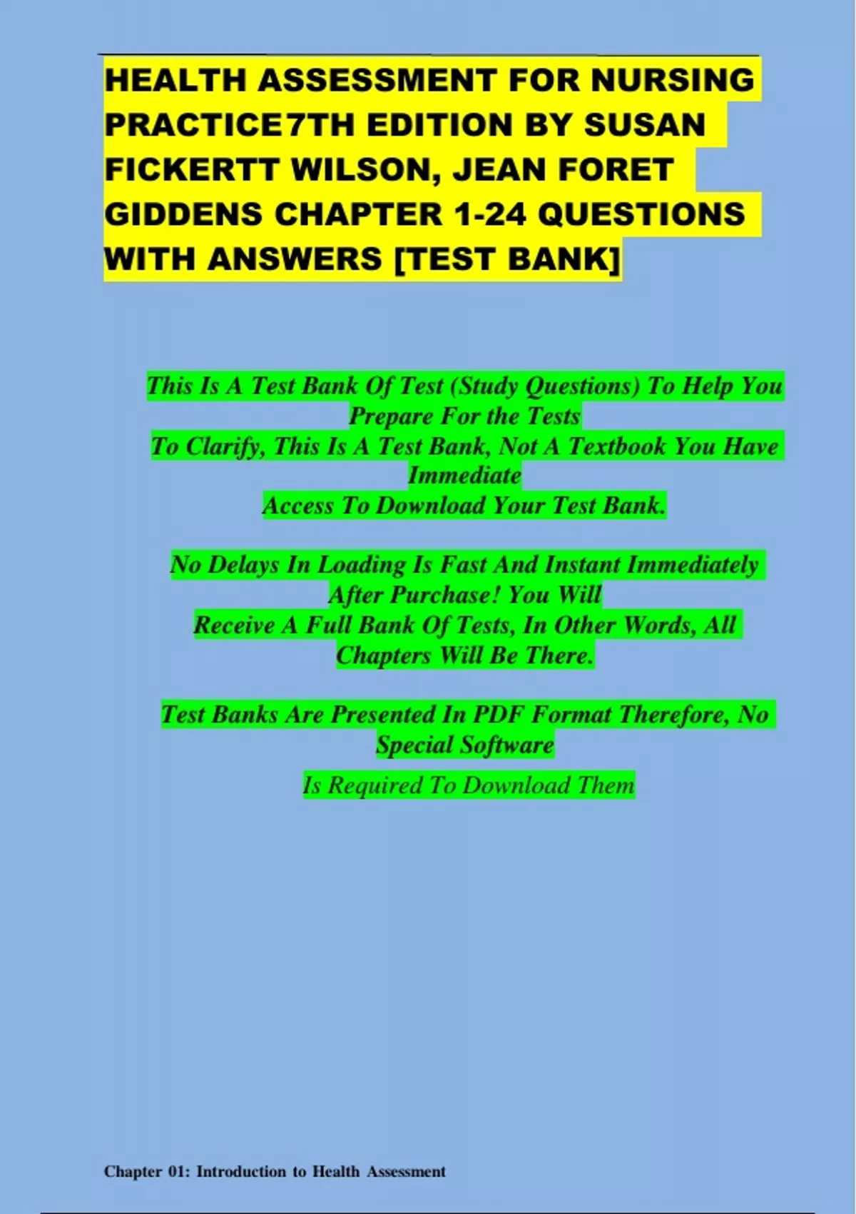 Test Bank For Health Assessment for Nursing Practice 7th Edition by ...