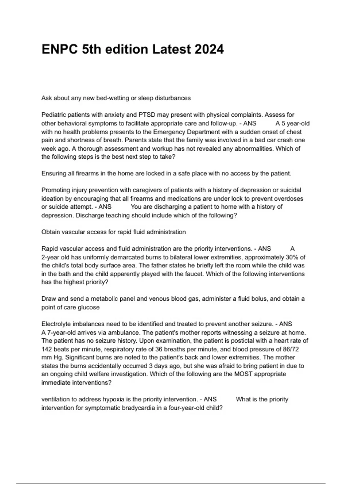 ENPC 5th edition Latest 2024 Questions With Correct Solutions - ENPC ...