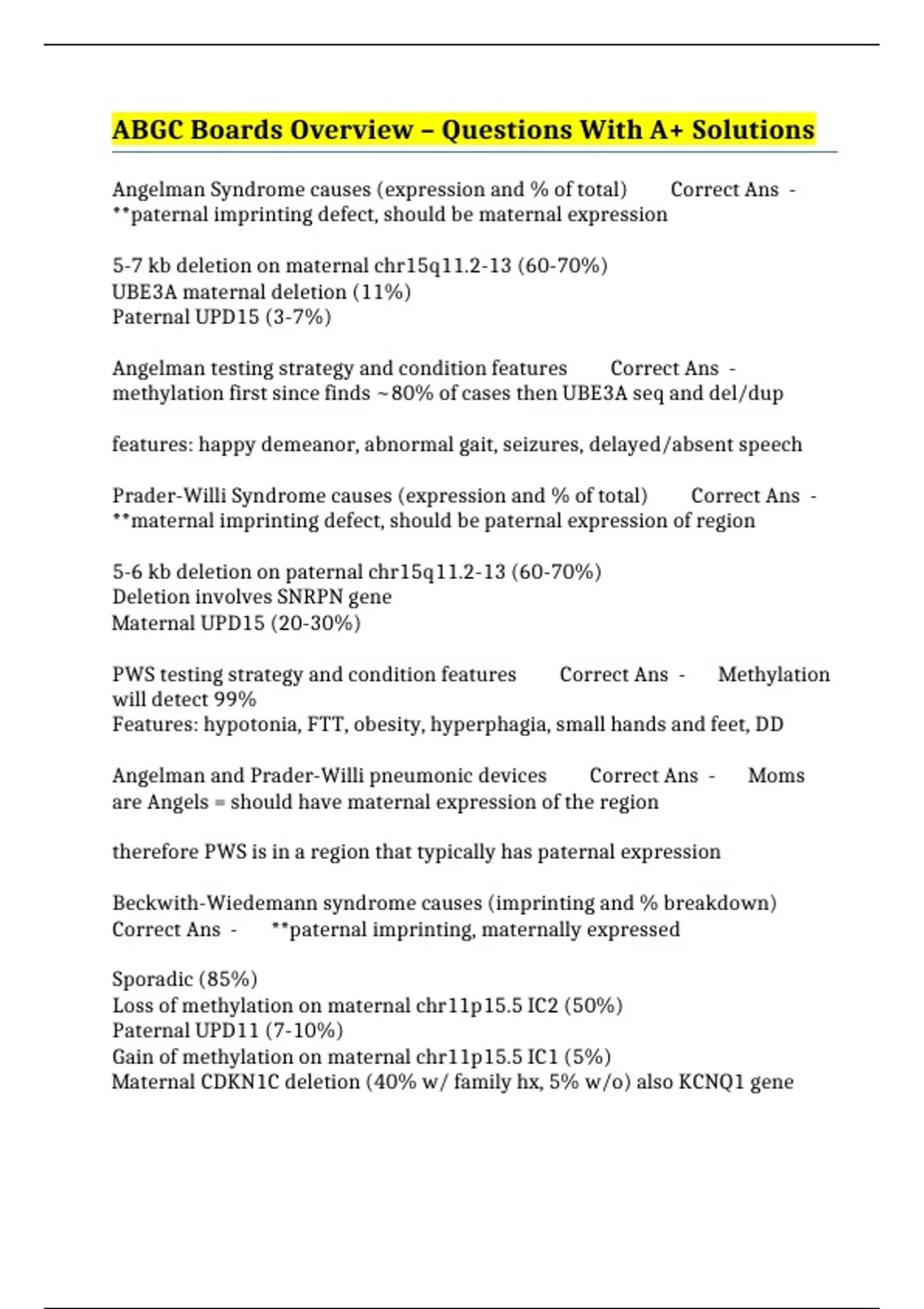ABGC Boards Overview – Questions With A+ Solutions - ABGC - Stuvia US