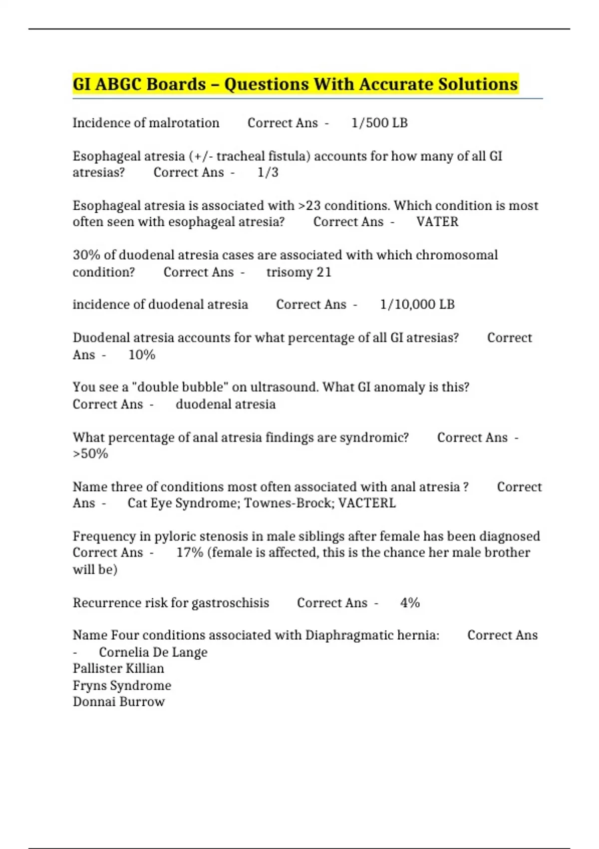 GI ABGC Boards – Questions With Accurate Solutions - ABGC - Stuvia US