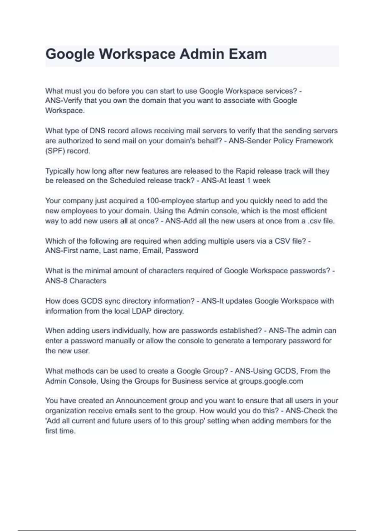 Google Workspace Admin Exam - Google - Stuvia US