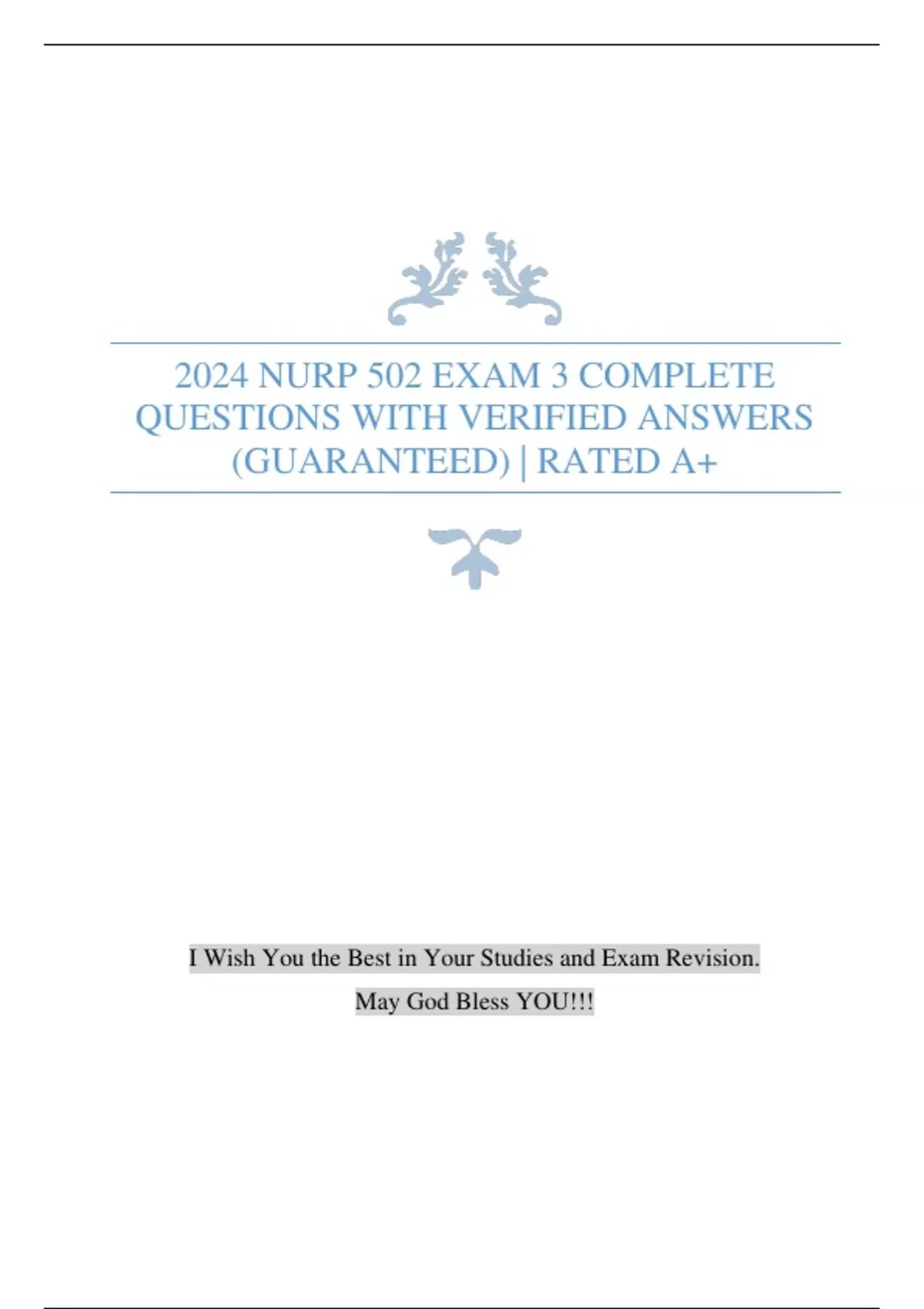 2024 NURP 502 EXAM 3 COMPLETE QUESTIONS WITH VERIFIED ANSWERS ...