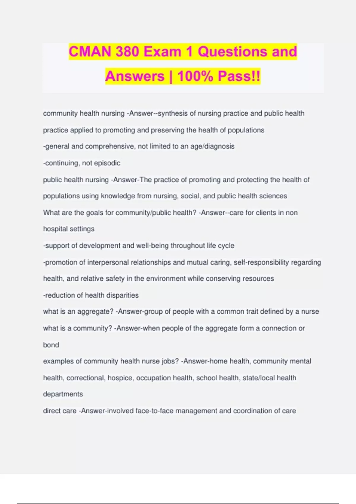 CMAN 380 Exam 1 Questions and Answers | 100% Pass!! - CMAN 380 - Stuvia US