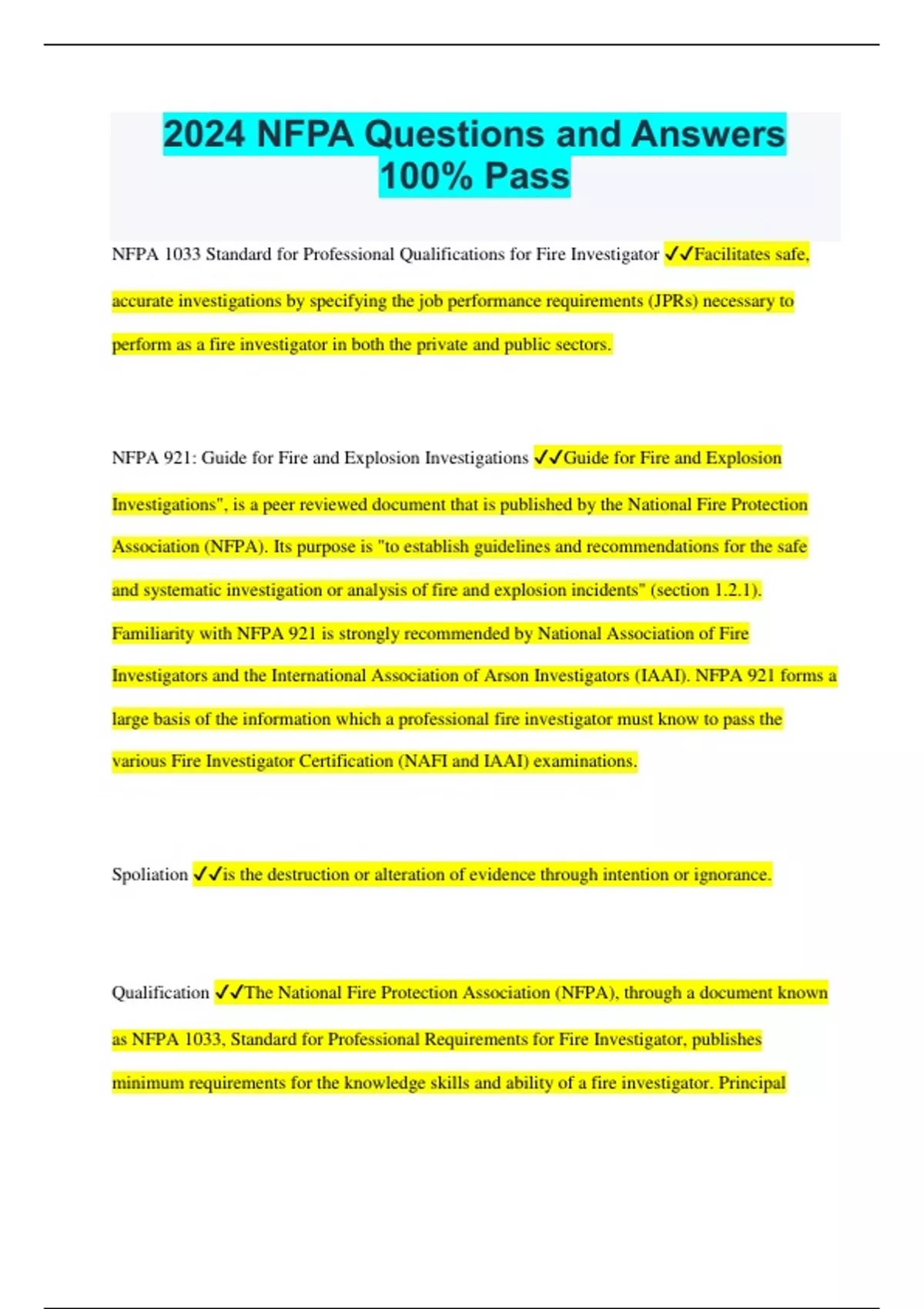 2024 NFPA Questions and Answers 100% Pass - 2024 NFPA - Stuvia US
