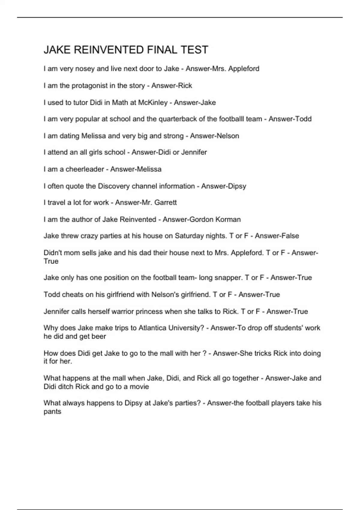 JAKE REINVENTED FINAL TEST - JAKE REINVENTED - Stuvia US