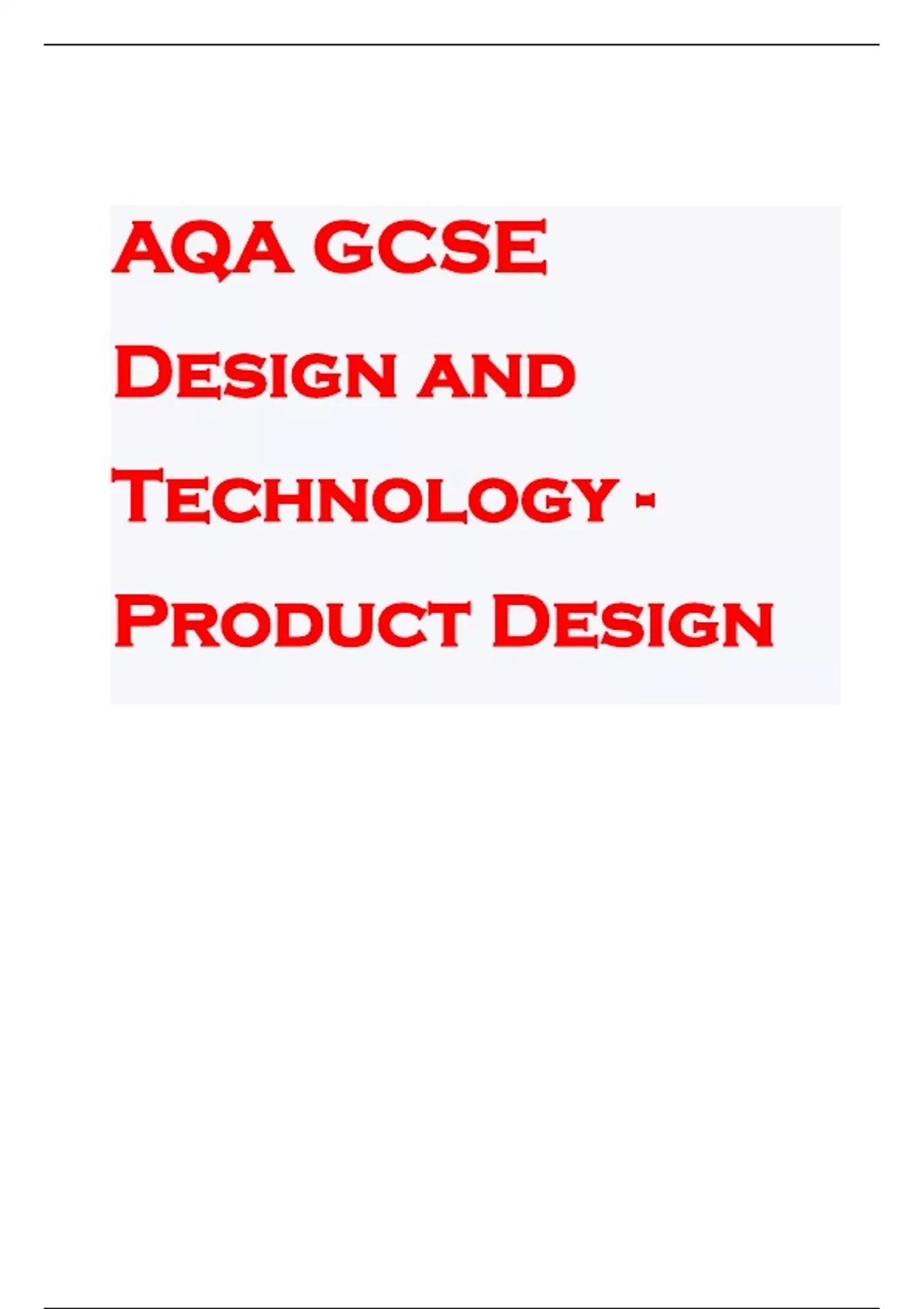 AQA GCSE Design and Technology - Product Design - AQA GCSE Design and ...