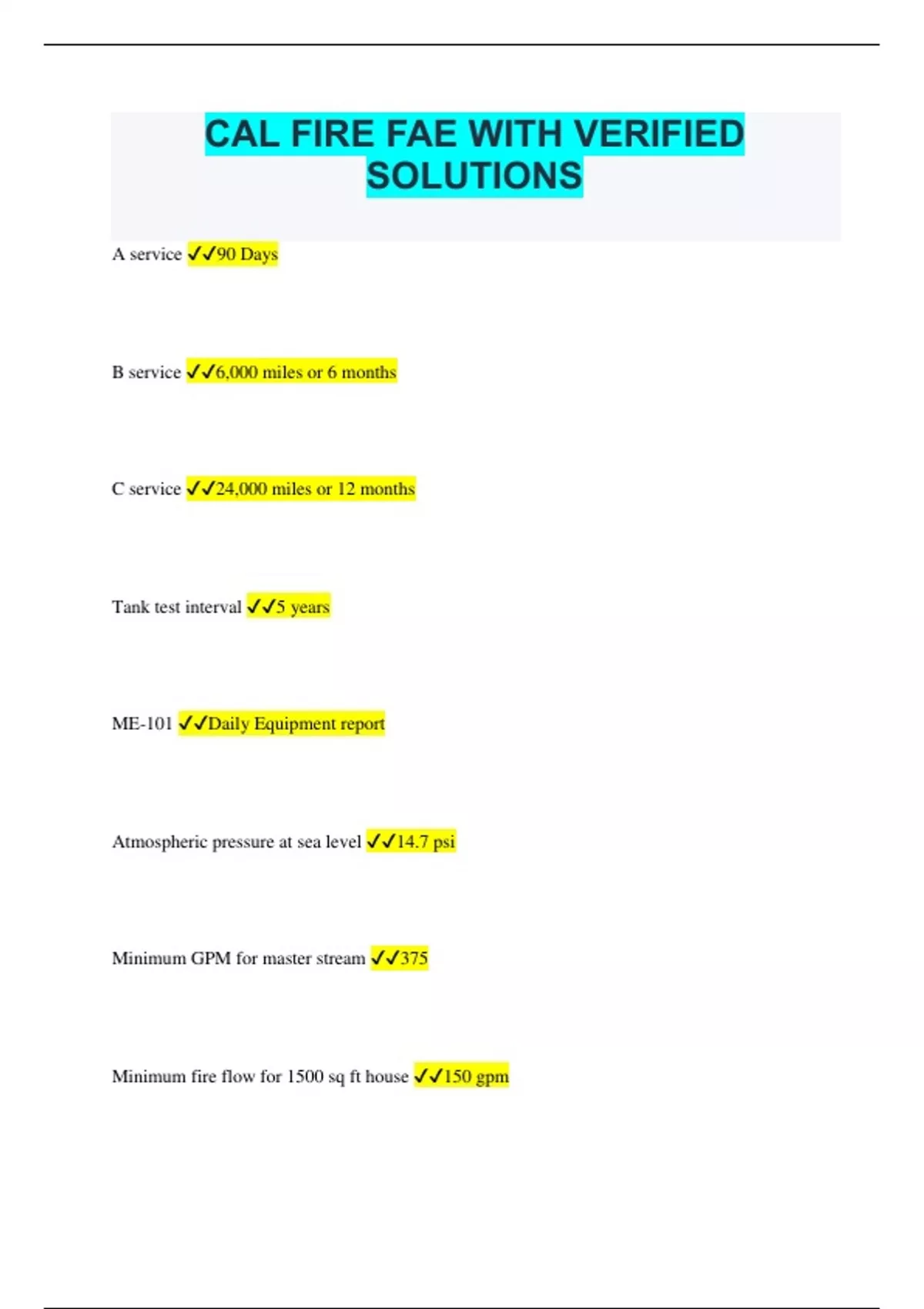 CAL FIRE FAE WITH VERIFIED SOLUTIONS - CAL FIRE FAE - Stuvia US