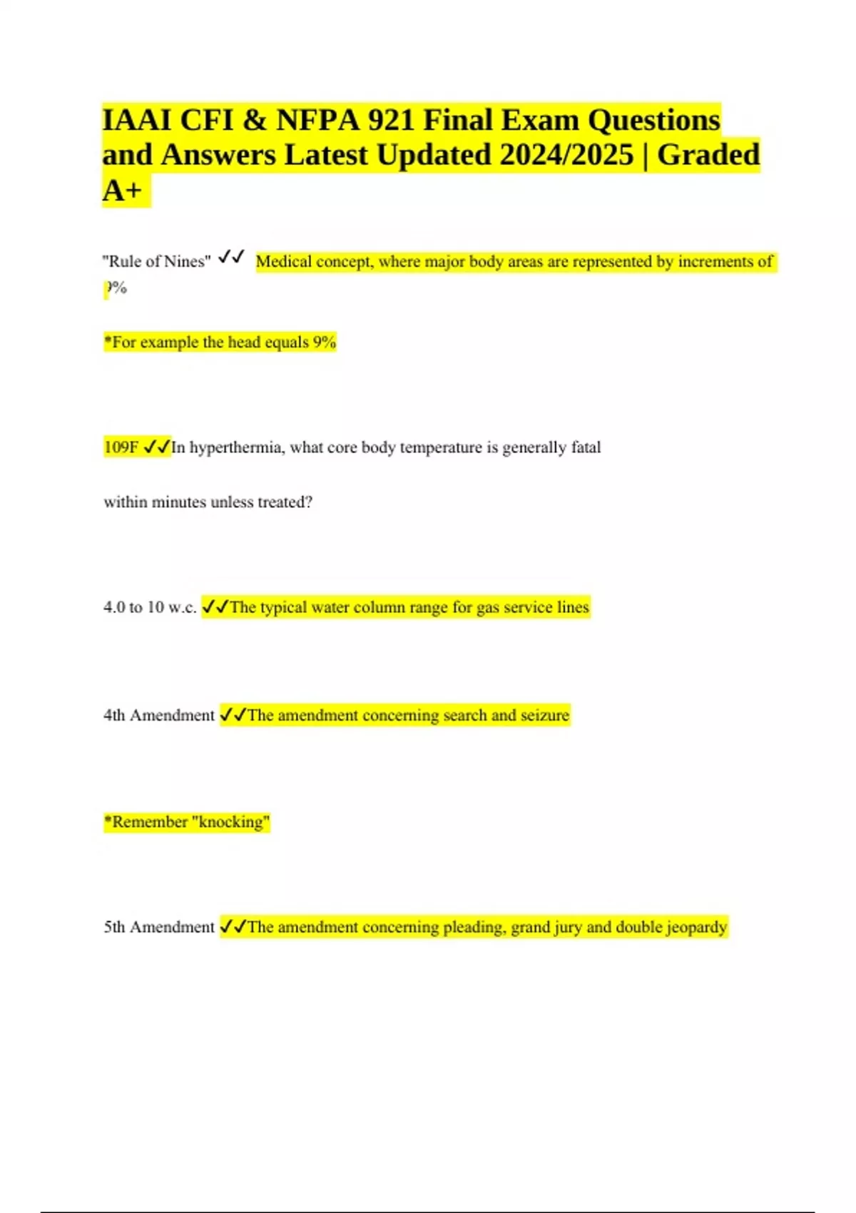 IAAI CFI & NFPA 921 Final Exam Questions and Answers Latest Updated ...