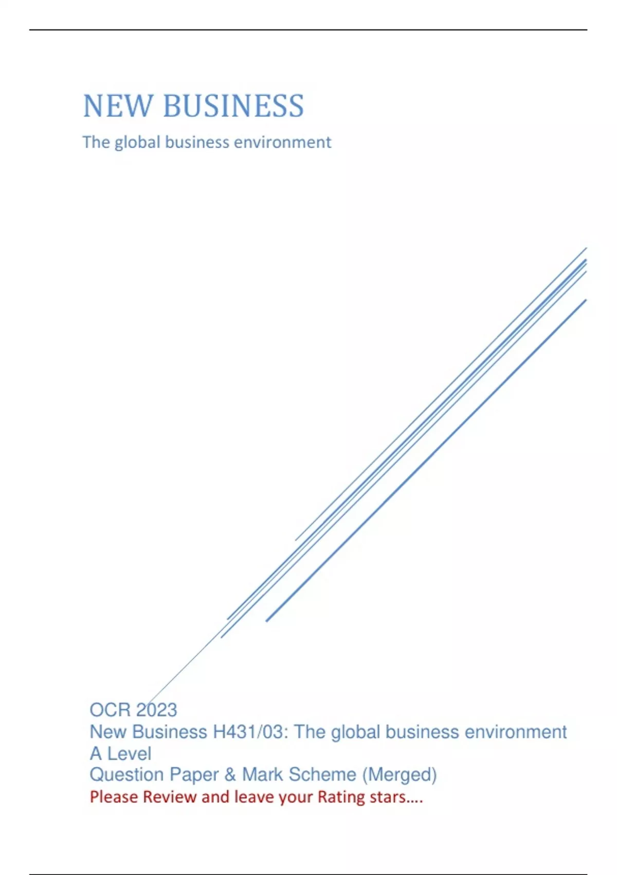 OCR 2023 New Business H431/03: The global business environment A Level ...
