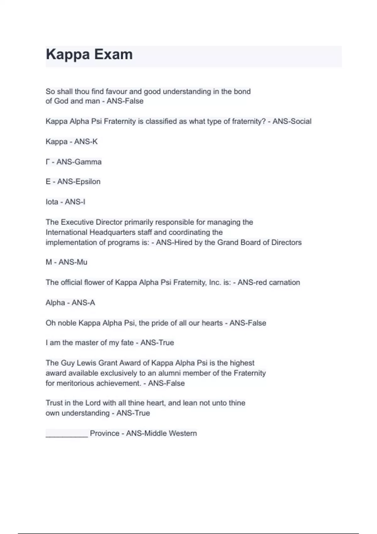 Kappa Alpha psi TEST BUNDLE - Stuvia US