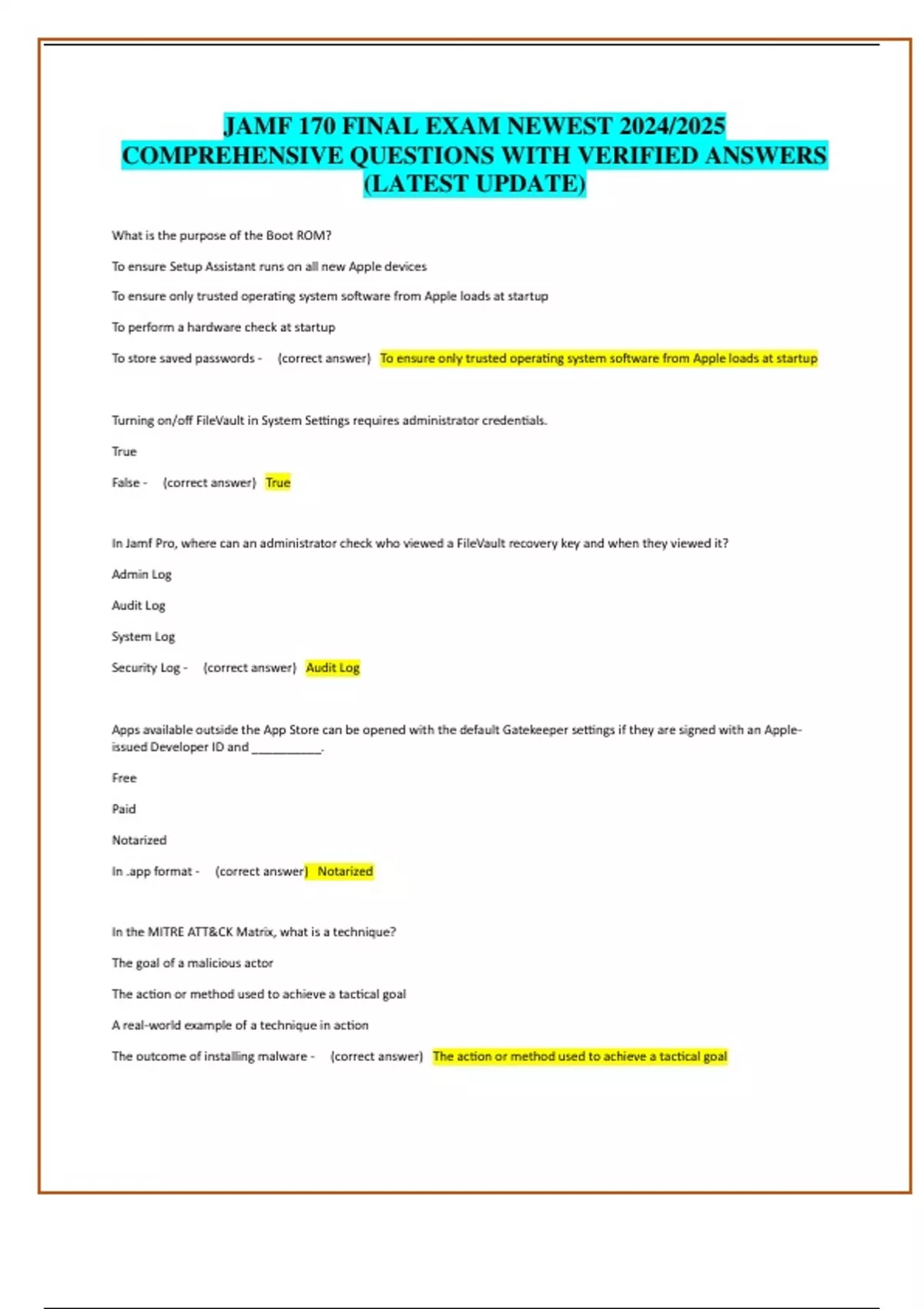 JAMF 170 FINAL EXAM NEWEST 2024/2025 COMPREHENSIVE QUESTIONS WITH ...