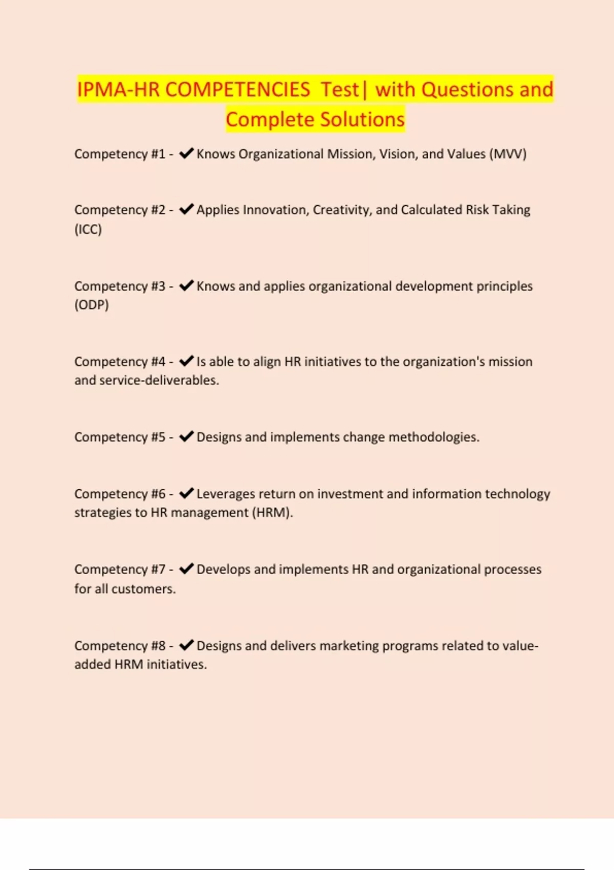 IPMA-HR COMPETENCIES Test| with Questions and Complete Solutions - IPMA ...