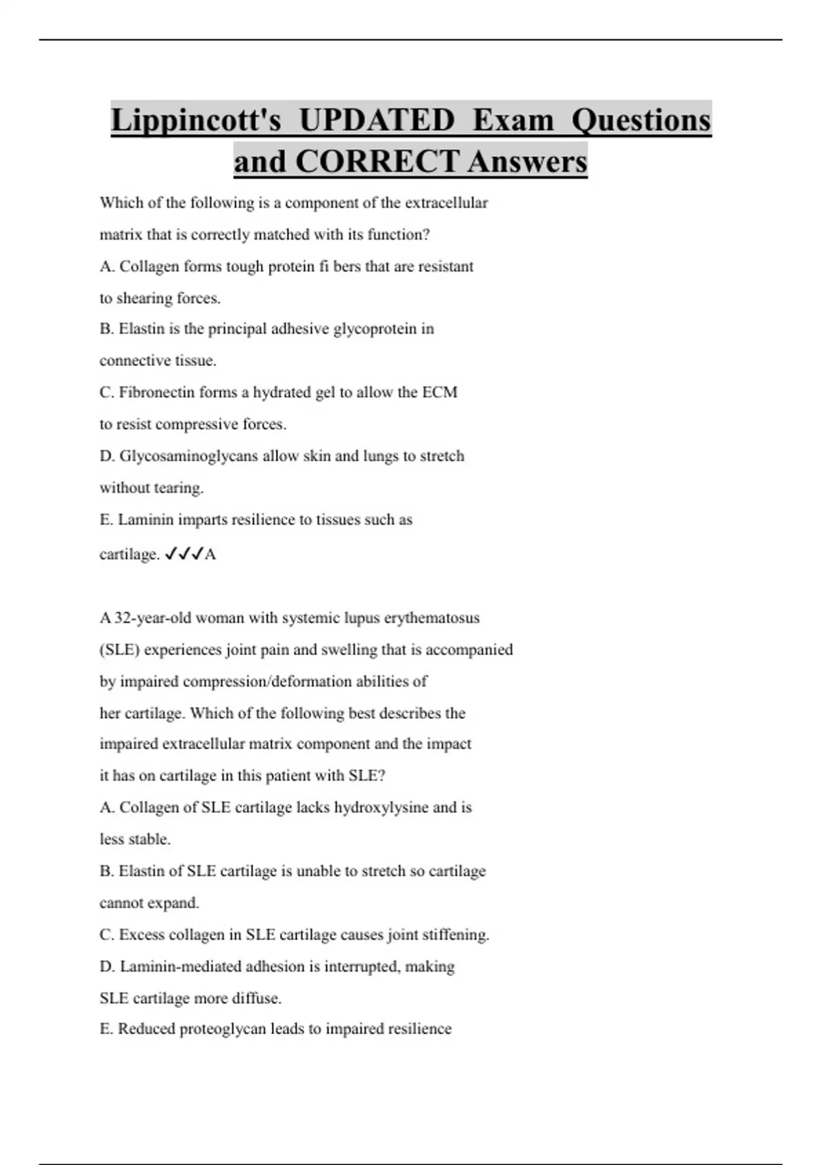 Lippincott's UPDATED Exam Questions and CORRECT Answers - Lippincott\'s - Stuvia US