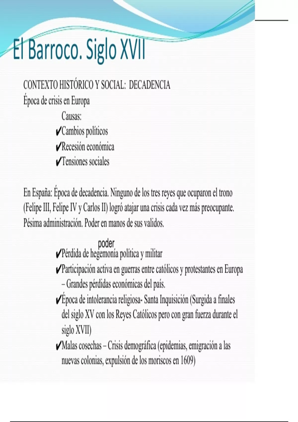 el barroco y sus representantes mas importantes - Spanish Language and ...