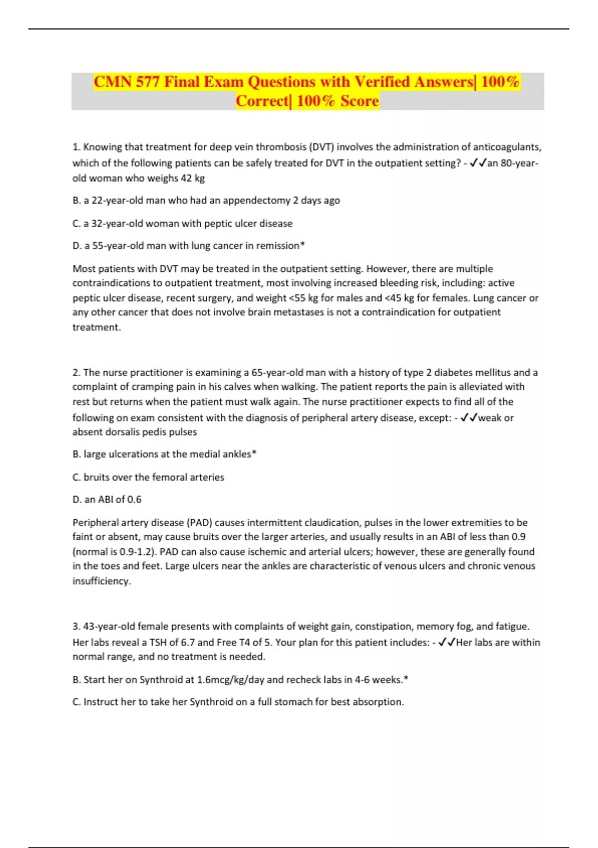 CMN 577 Final Exam Questions with Verified Answers| 100% Correct| 100% Score - CMN 577 - Stuvia US