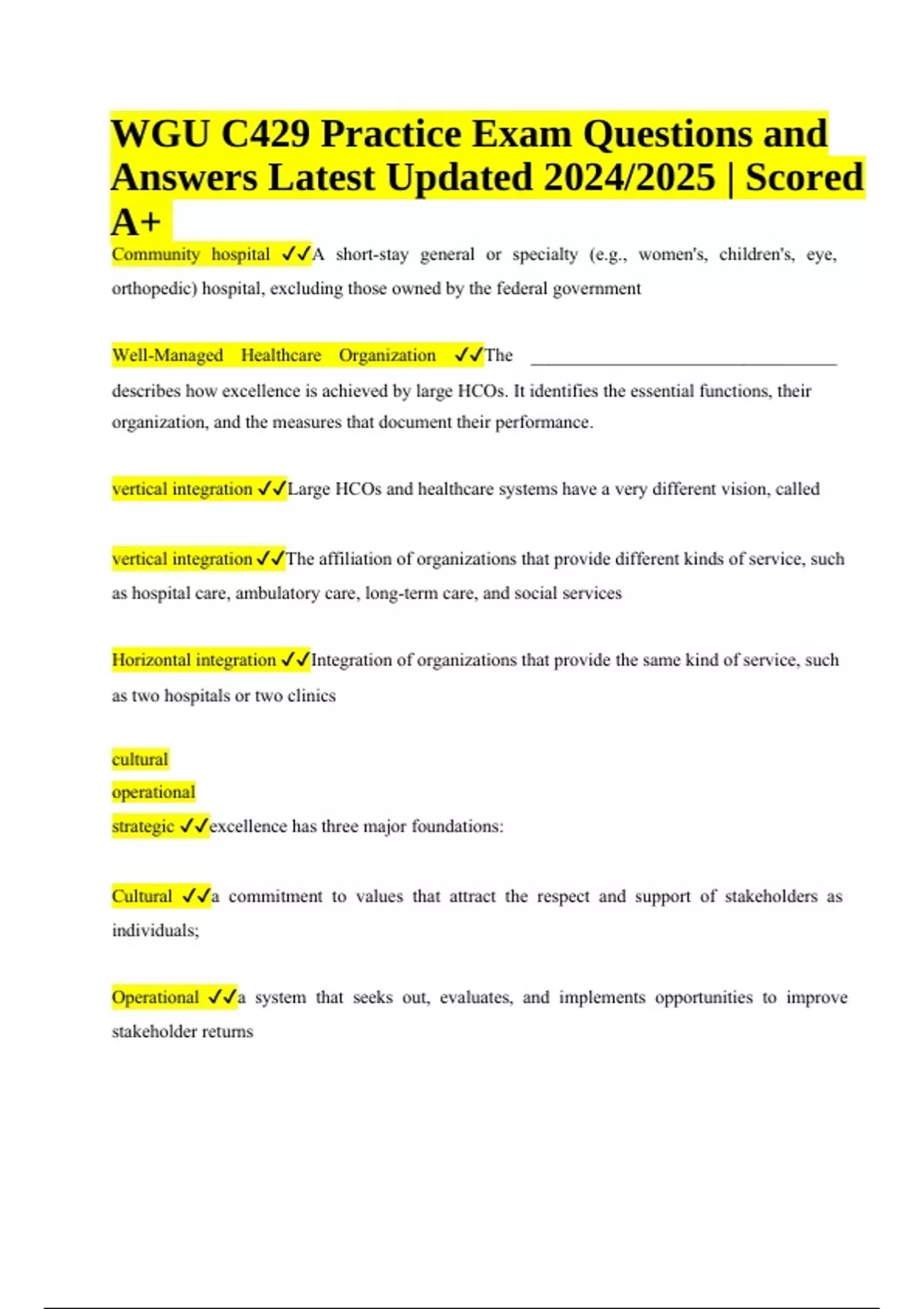 WGU C429 Practice Exam Questions and Answers Latest Updated 2024/2025 ...
