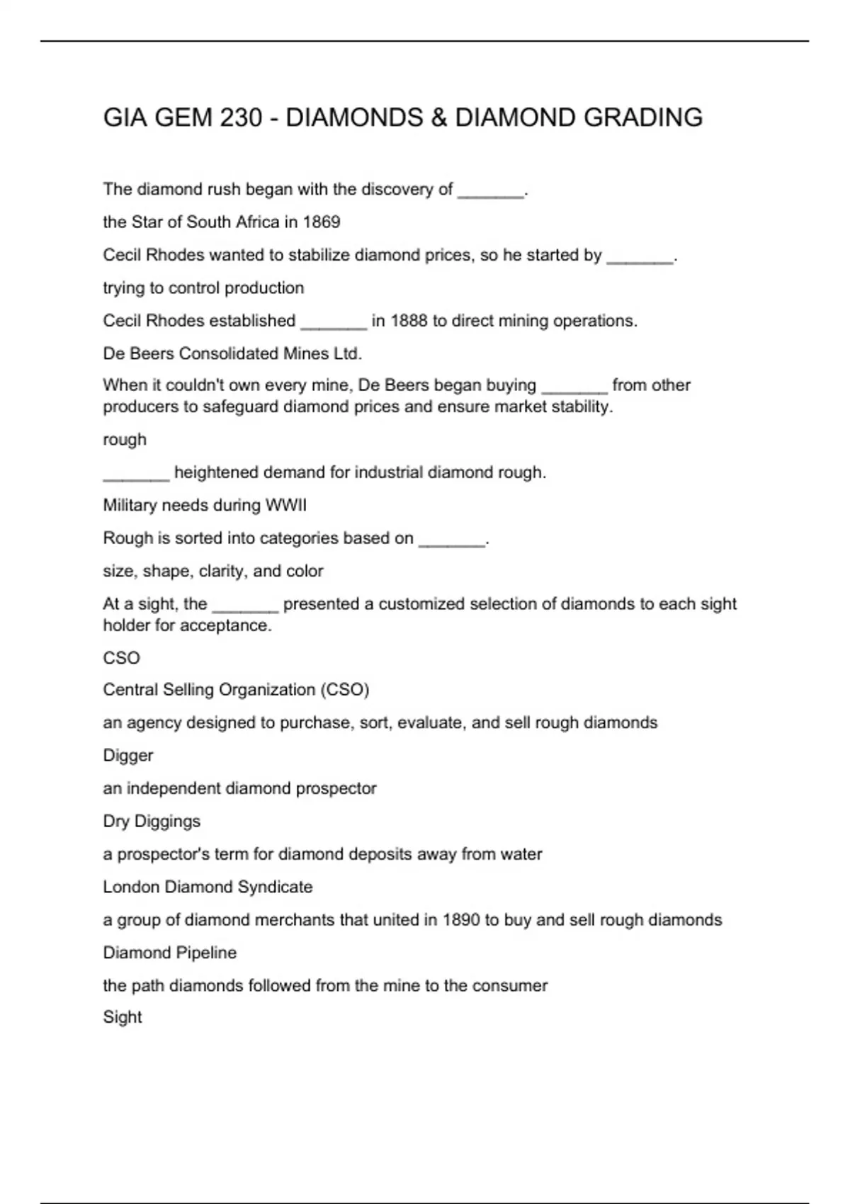 GIA GEM 230 - Diamonds & Diamond Grading - GIA GEM 230 - Stuvia US
