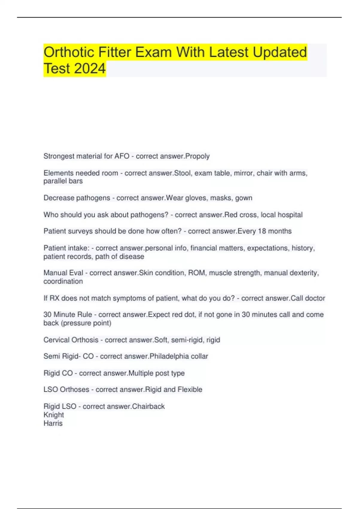 Orthotic Fitter Exam With Latest Updated Test 2024 - Orthotic Fitter ...