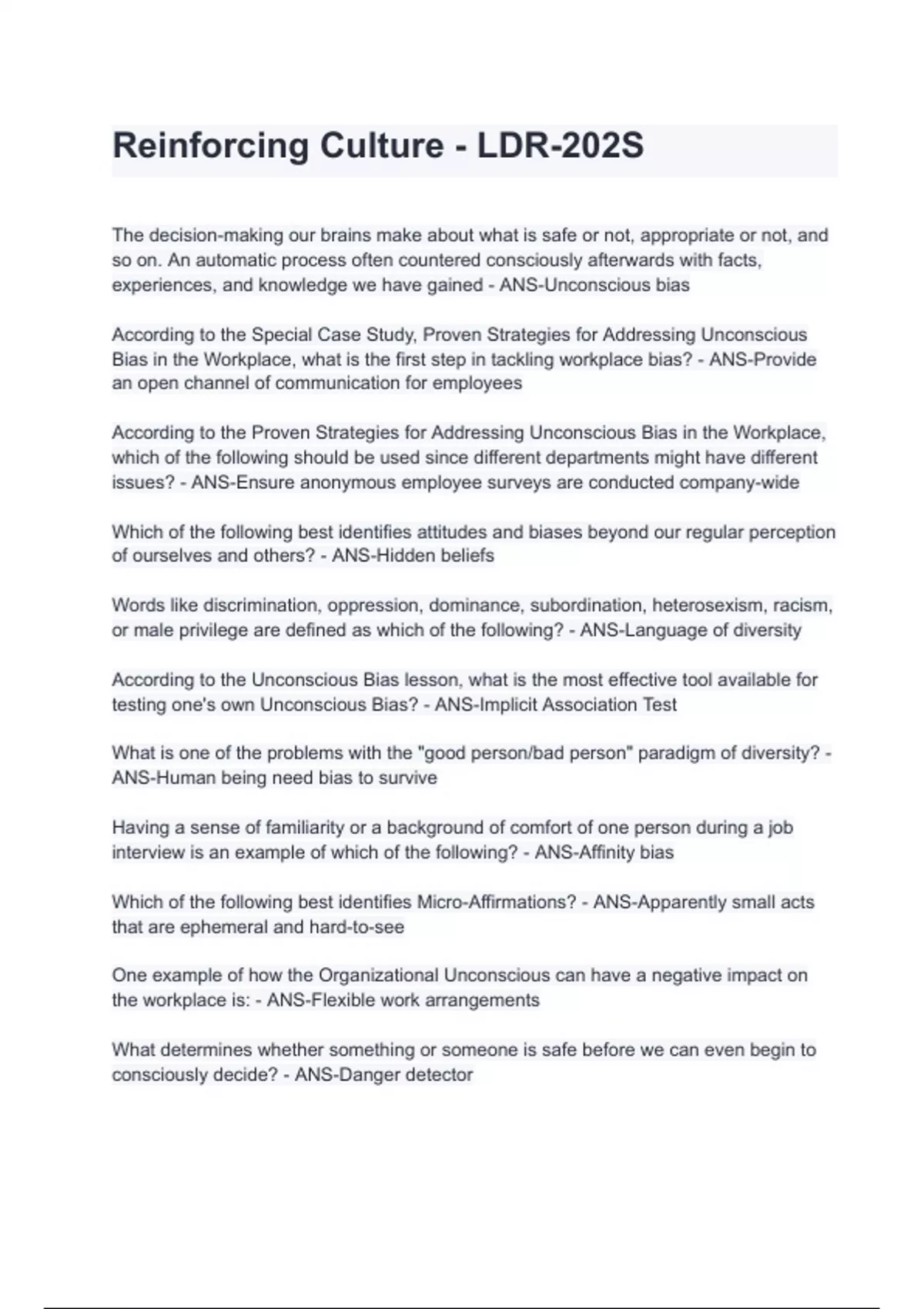 Reinforcing Culture - LDR-202S - LDR - Stuvia US