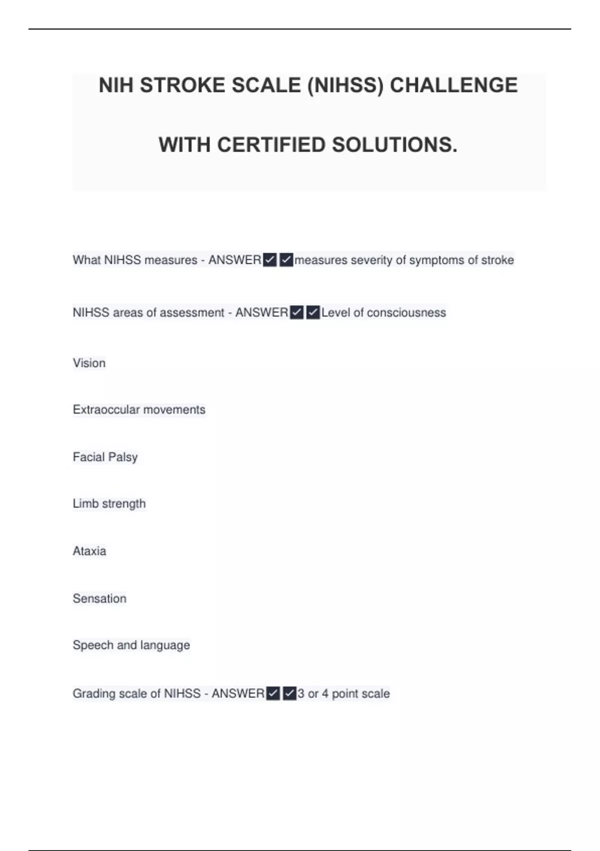 NIH STROKE SCALE (NIHSS) CHALLENGE WITH CERTIFIED SOLUTIONS - NIH ...