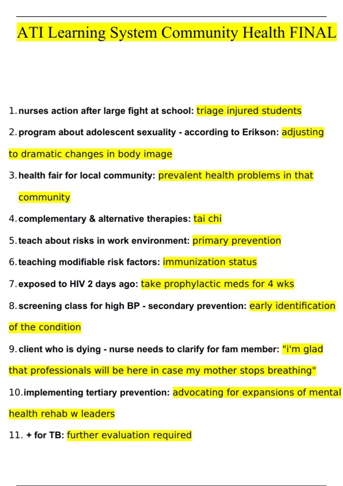 ATI Community Health Final Learning System Questions and Answers (2024 ...