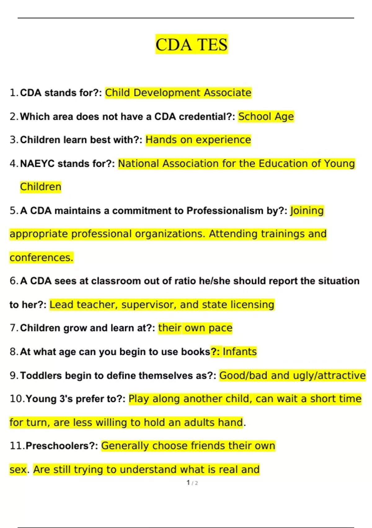 CDA Test Updated Questions and Answers (2024 / 2025) (Verified Answers ...