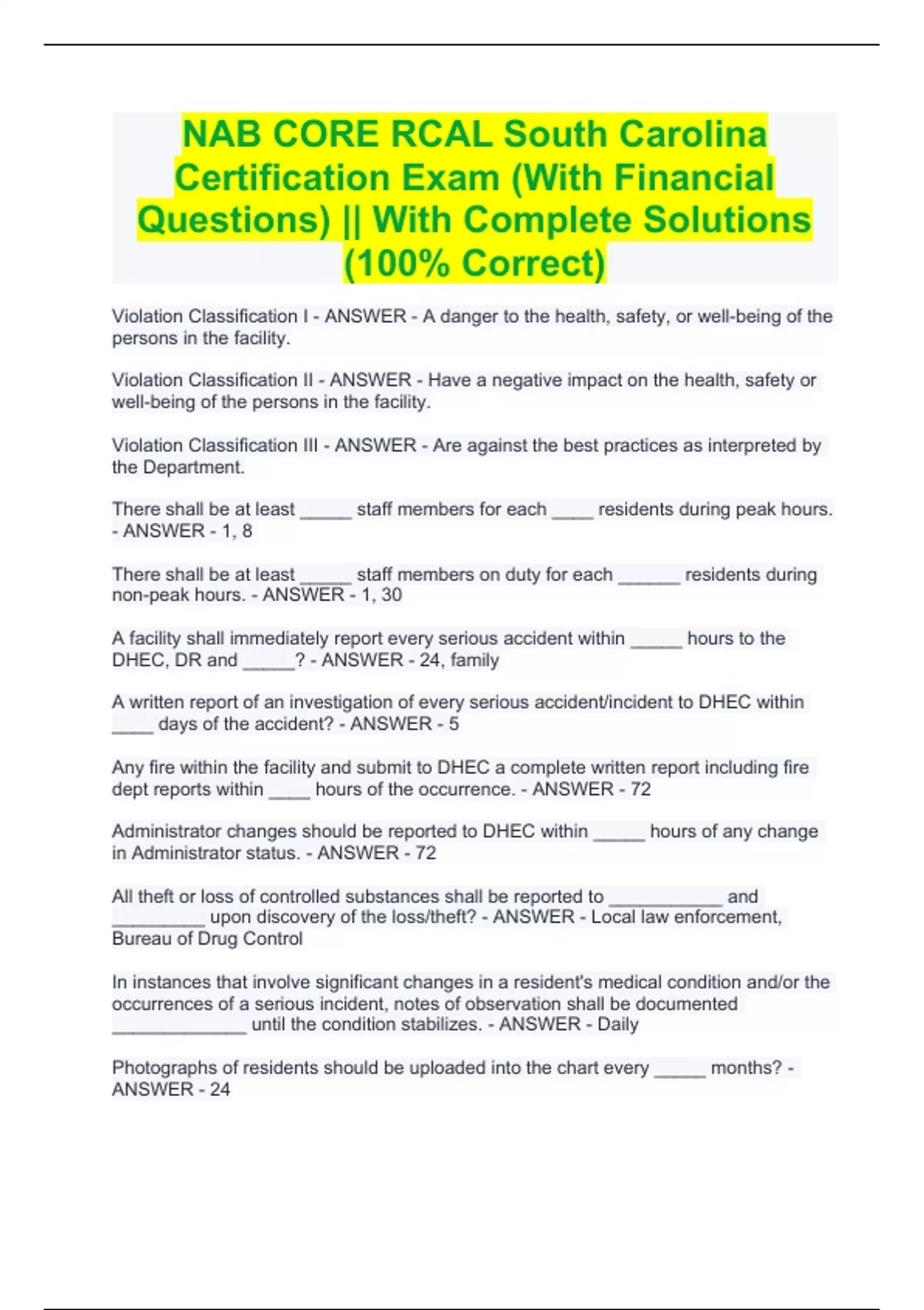 NAB CORE RCAL South Carolina Certification Exam (With Financial ...
