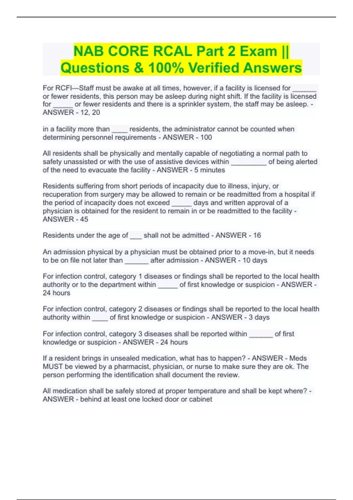 NAB CORE RCAL Part 2 Exam || Questions & 100% Verified Answers - NAB ...