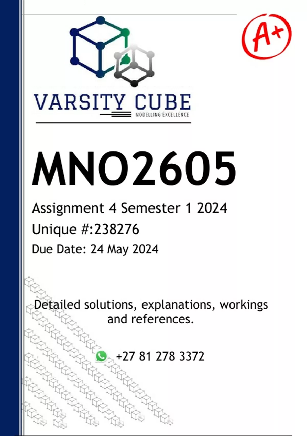 MNO2605 Assignment 4 PORTFOLIIO (DETAILED ANSWERS) Semester 1 2024 ...