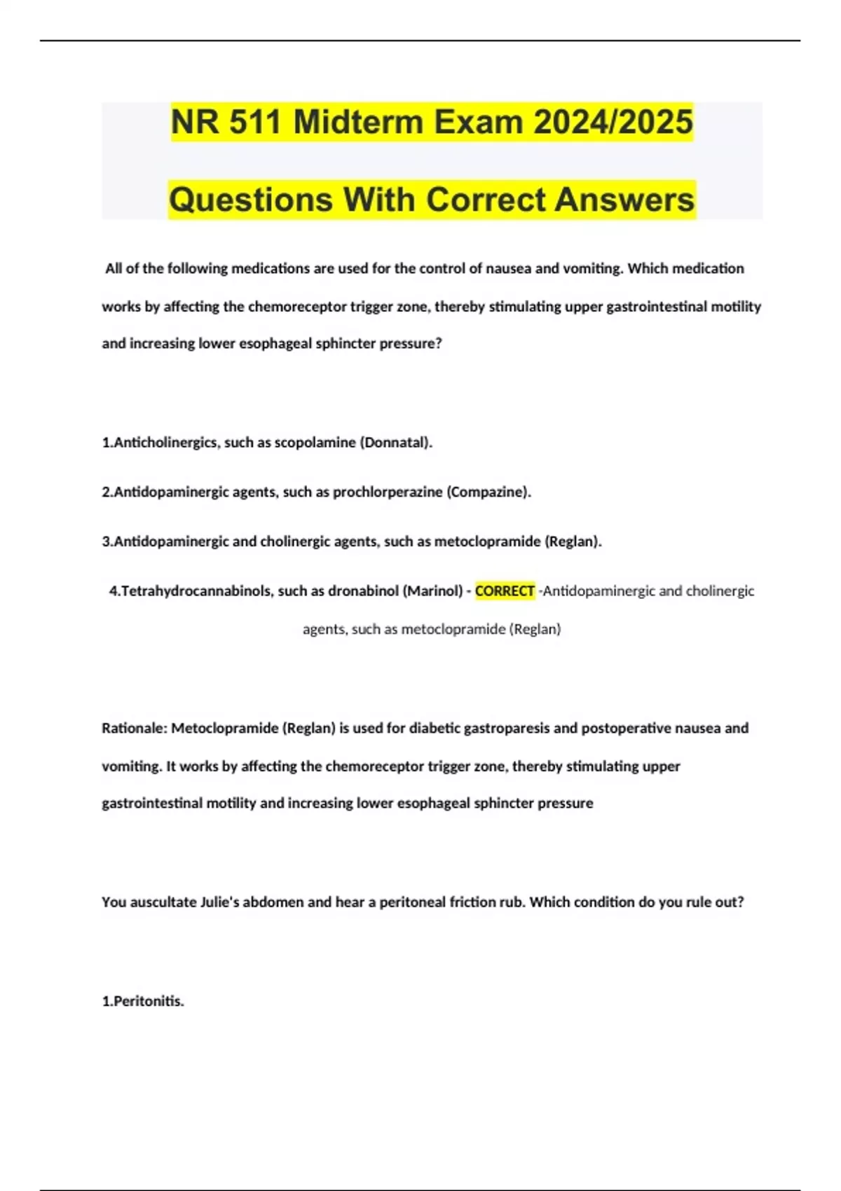 NR 511 Midterm Exam 2024/2025 Questions With Correct Answers - NR511 - Stuvia US