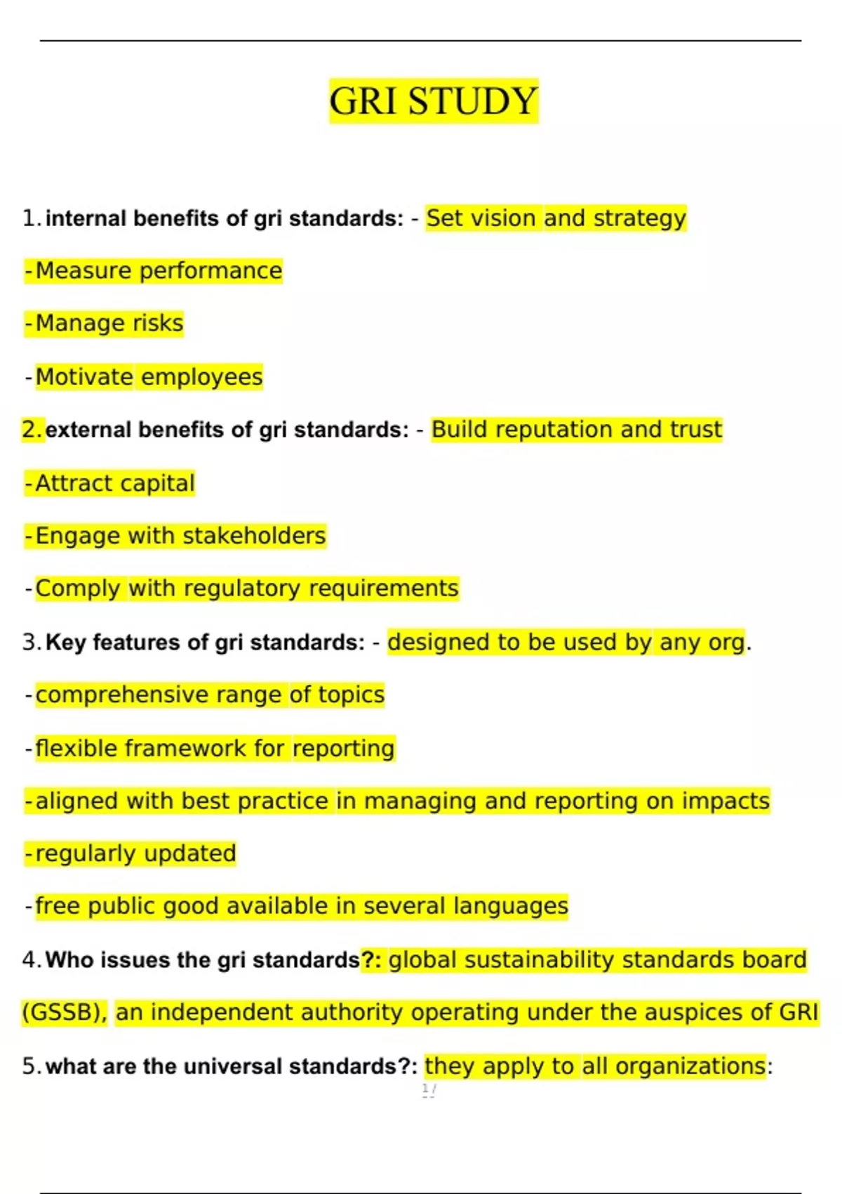 GRI STUDY TEST Questions and Answers (2024 / 2025) (Verified Answers ...