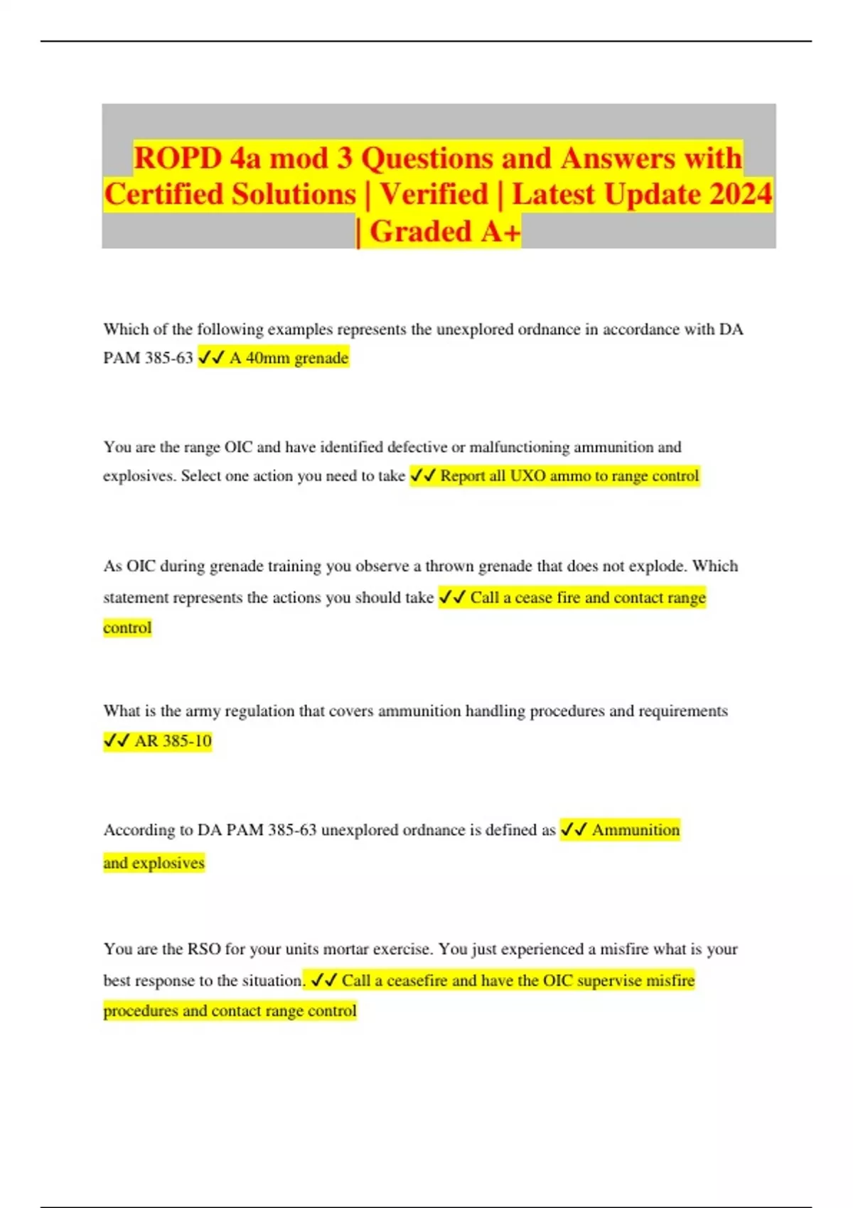 ROPD 4a mod 3 Questions and Answers with Certified Solutions | Verified ...