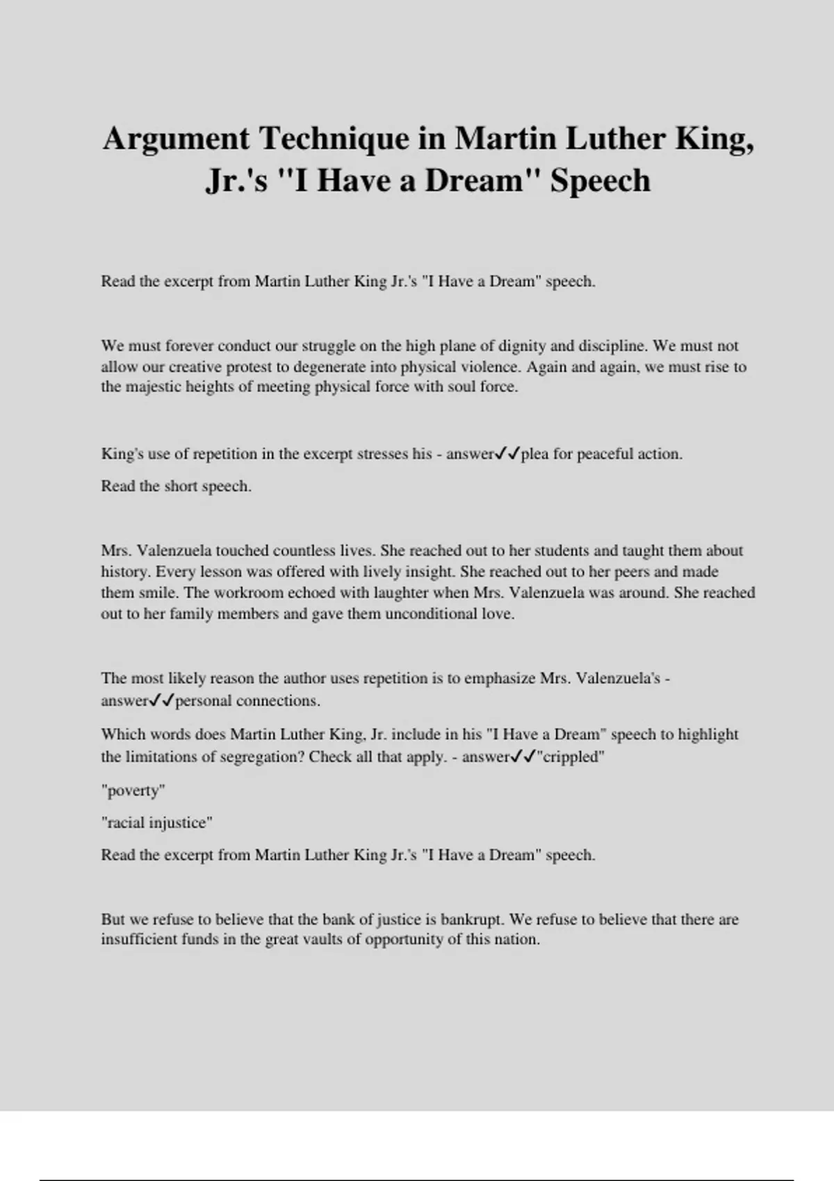 Argument Technique in Martin Luther King, Jr.'s "I Have a Dream" Speech ...