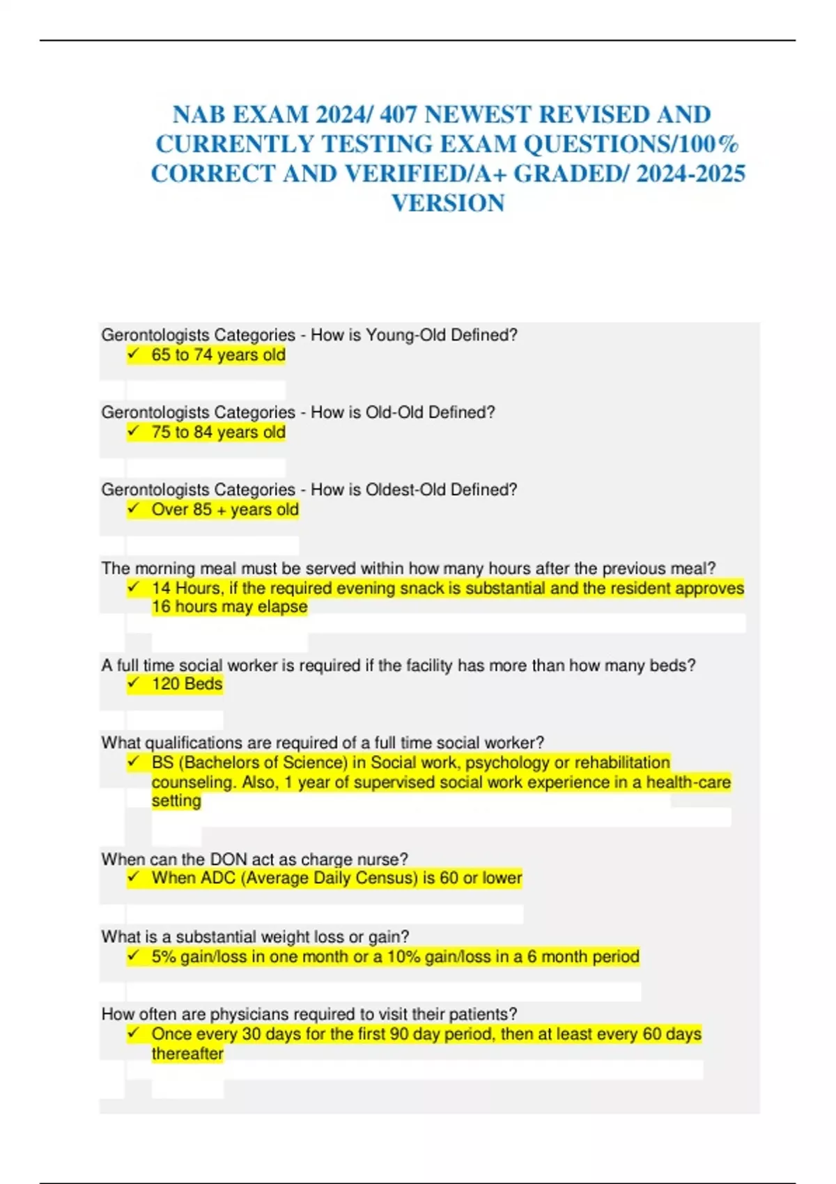 NAB EXAM 2024/ 407 NEWEST REVISED AND CURRENTLY TESTING EXAM QUESTIONS ...