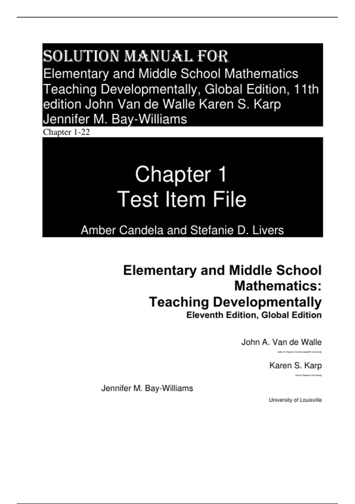 Test Bank for Elementary and Middle School Mathematics Teaching ...