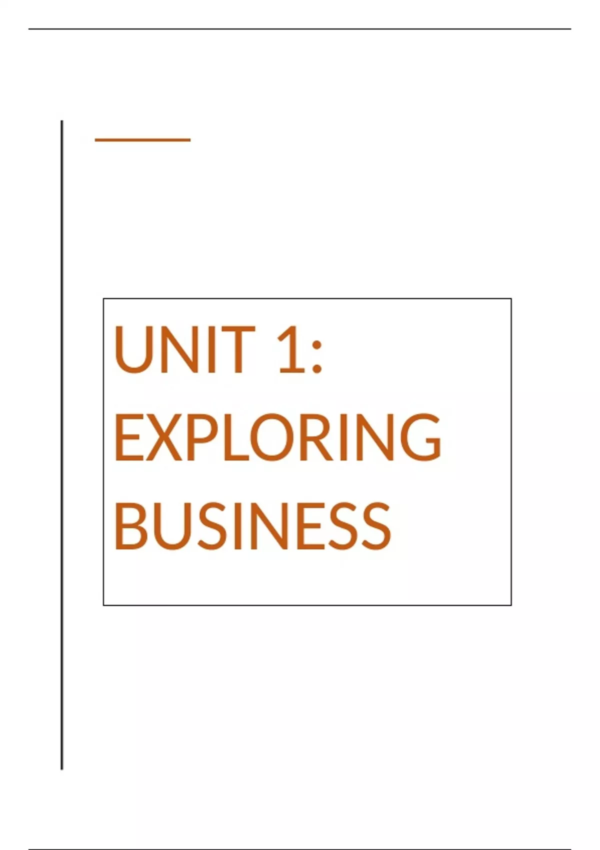 Unit 1 Exploring Business Learning Aim Aandb Distinction Level Unit 1 Exploring Business