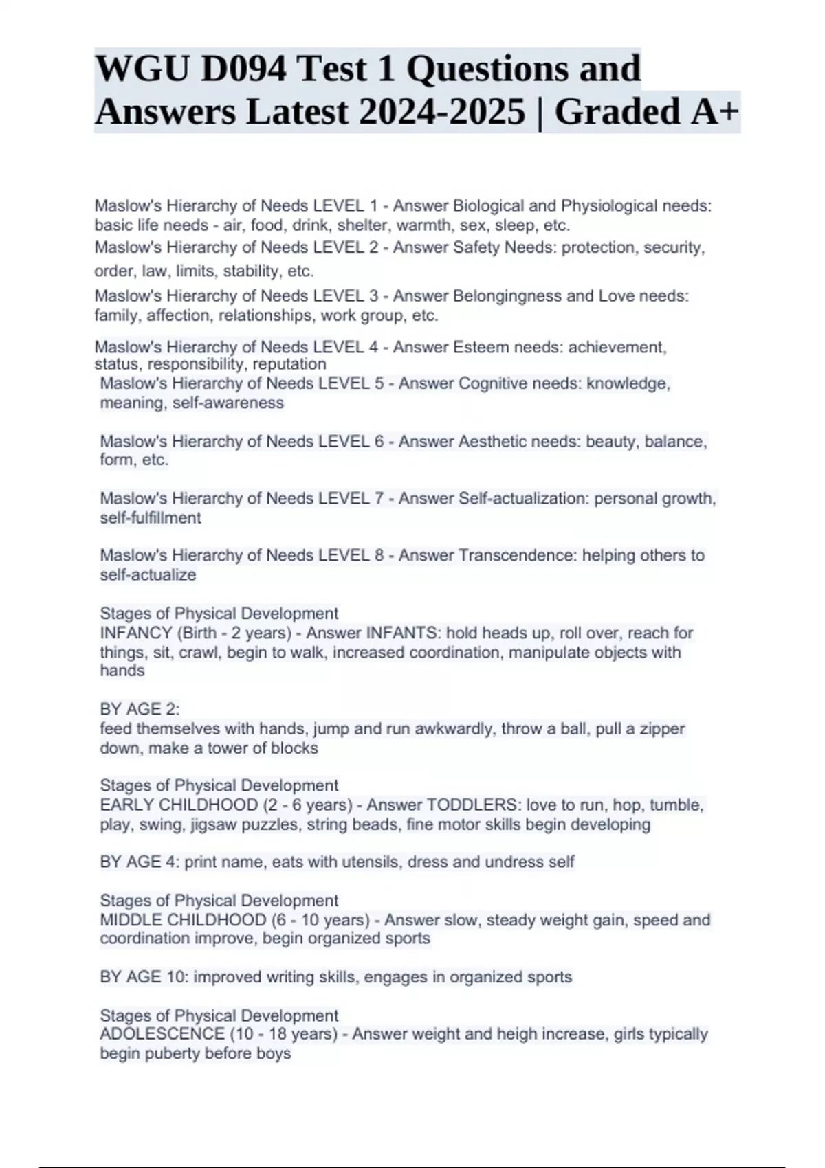 WGU D094 Test 1 Questions and Answers Latest | Graded A+ - WGU D094 ...