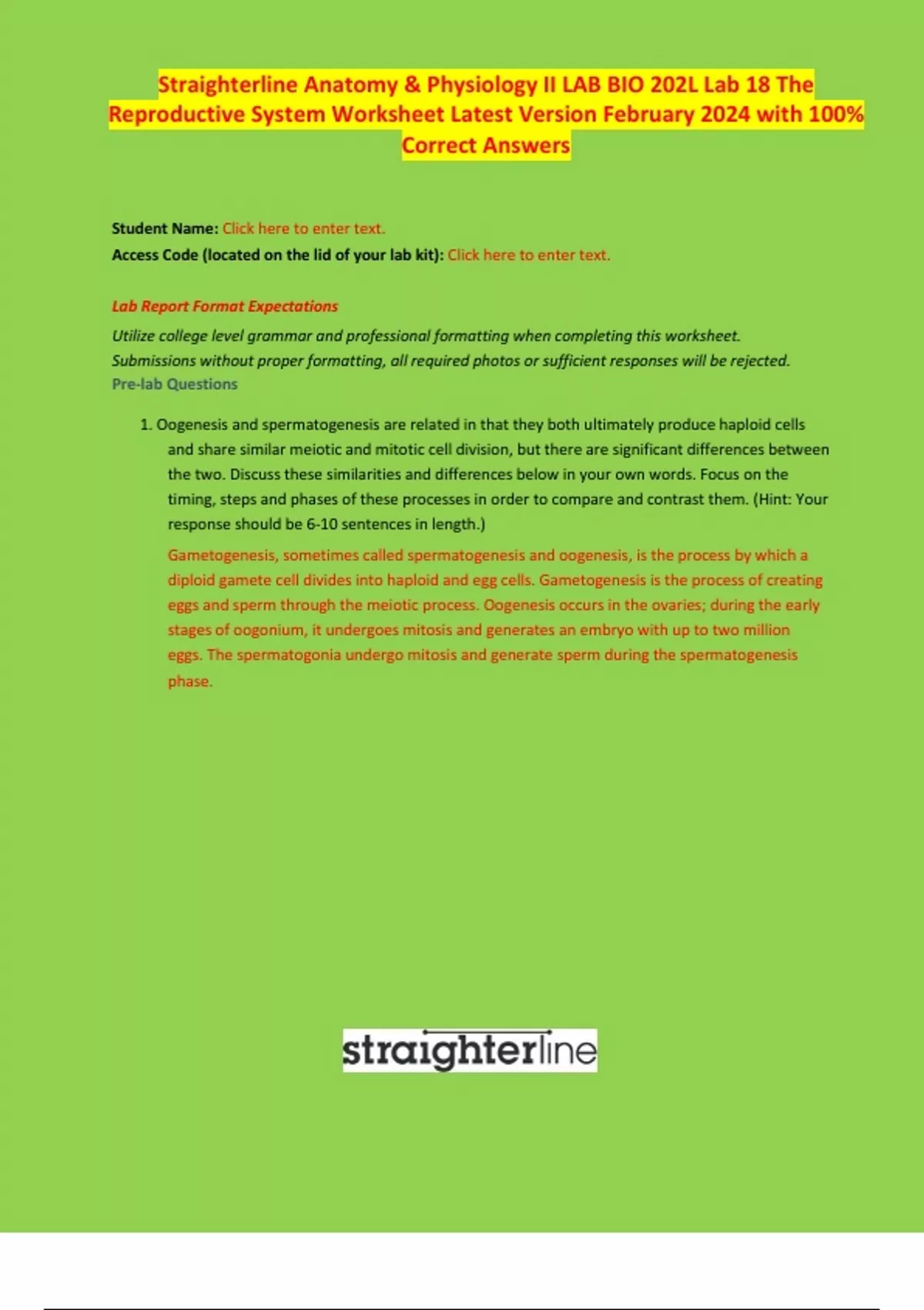 Package deal information:: Straighterline Anatomy & Physiology II LAB ...