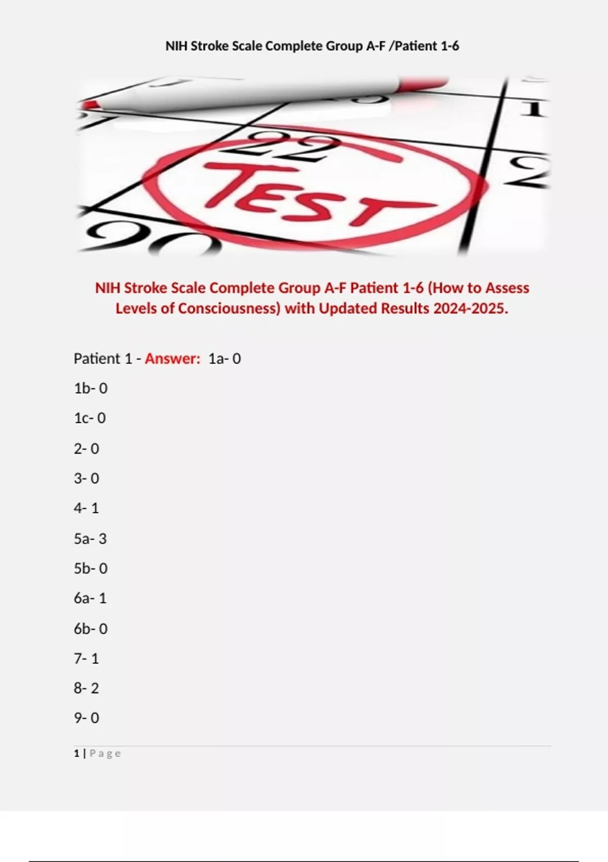 NIH Stroke Scale Complete Group A-F Patient 1-6 (How to Assess Levels ...