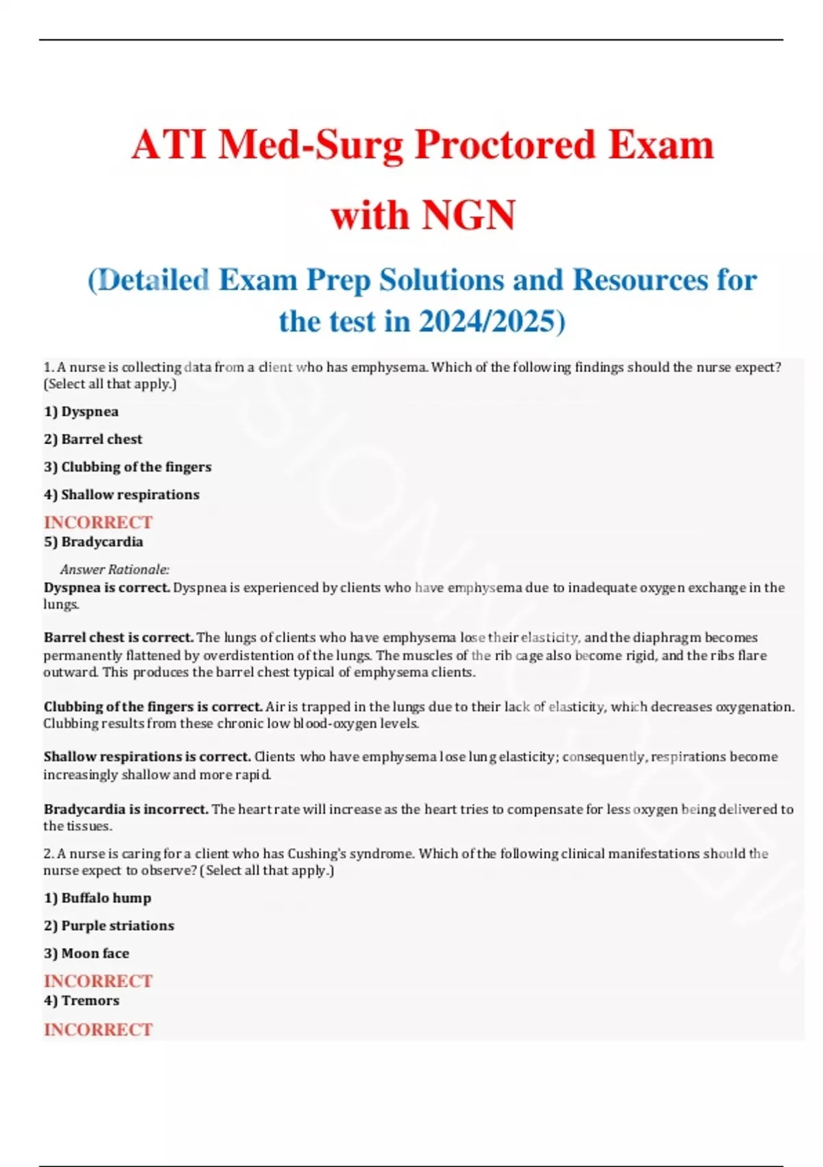 ATI Med-Surg Proctored Exam with NGN (Detailed Exam Prep Solutions and ...